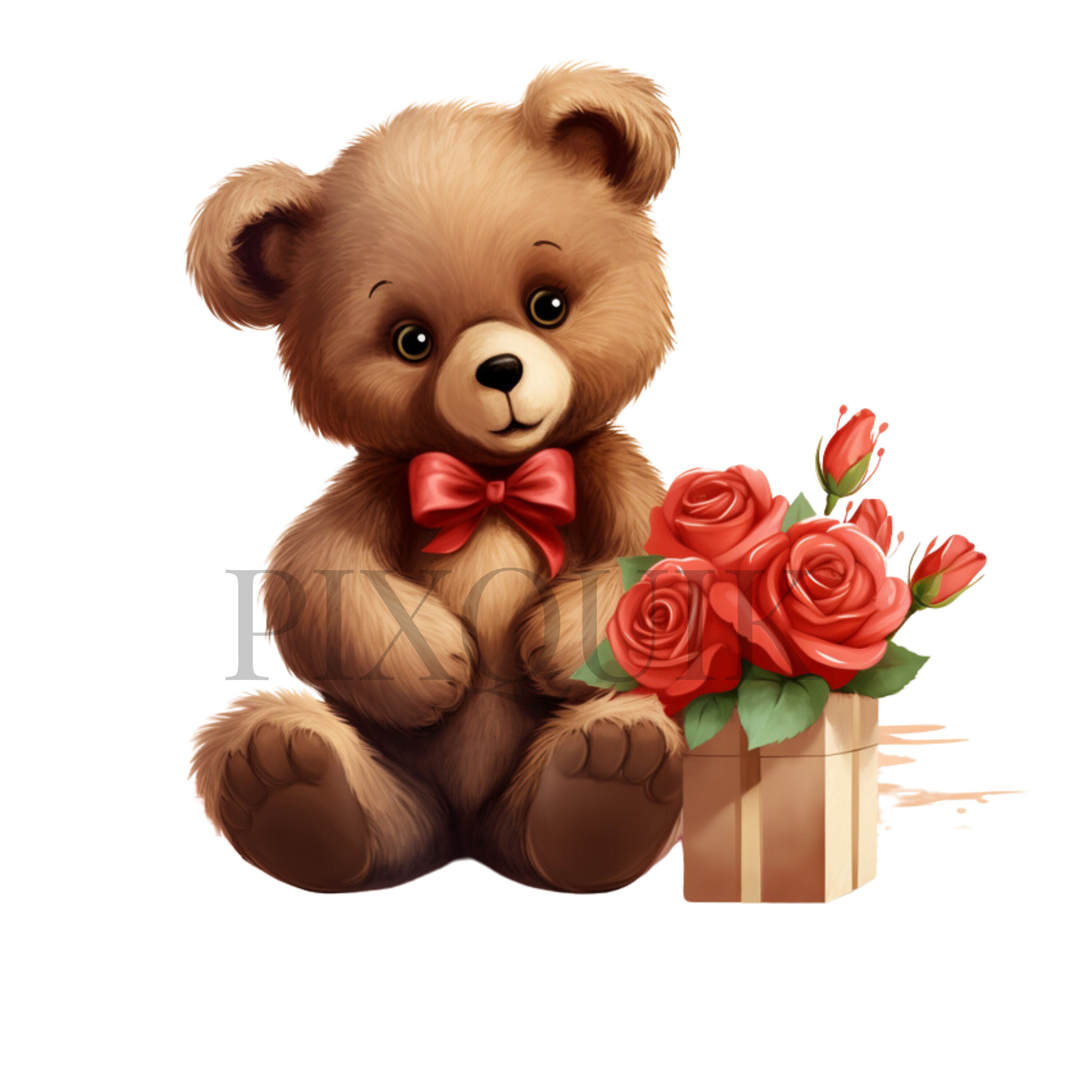Valentines Teddy Bear Clipart Cute Teddy Bear Digital Download Card ...