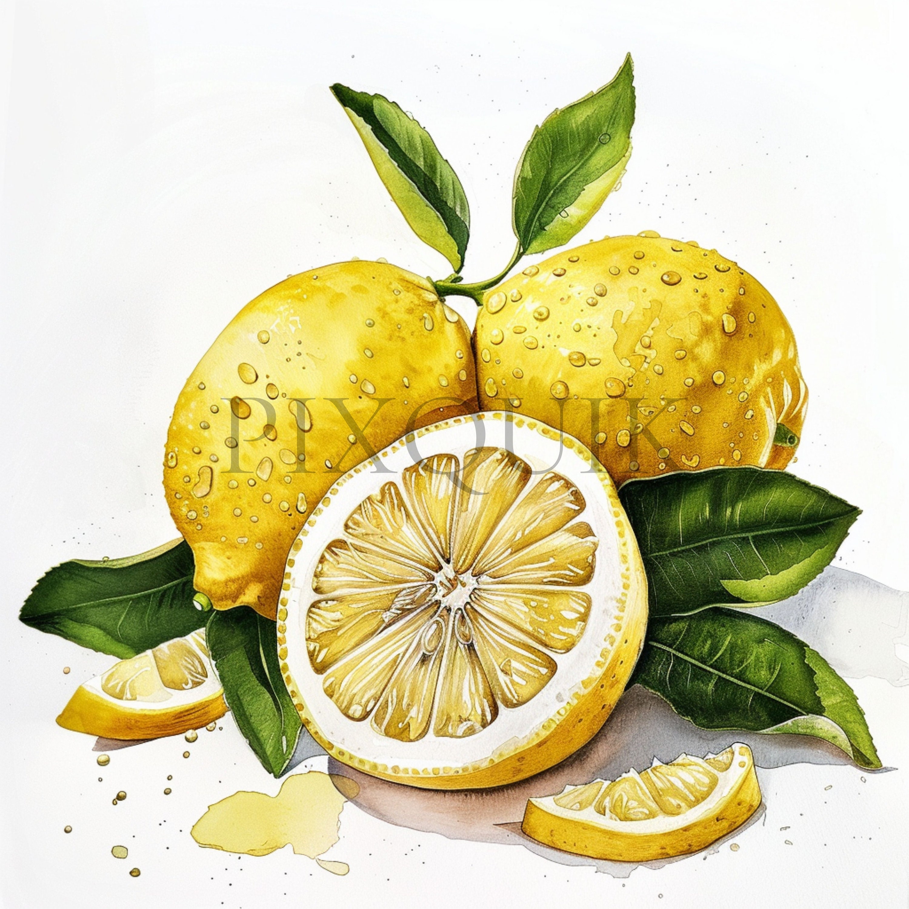 Watercolor Lemons Clipart | High Quality JPG, Nursery Art (digital ...