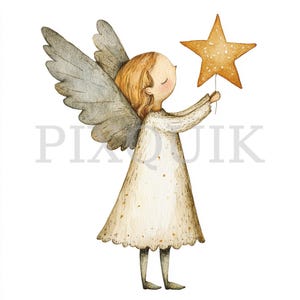 Whimsical Christmas Angel Clipart | 6 Clipart Files | Card Making ...