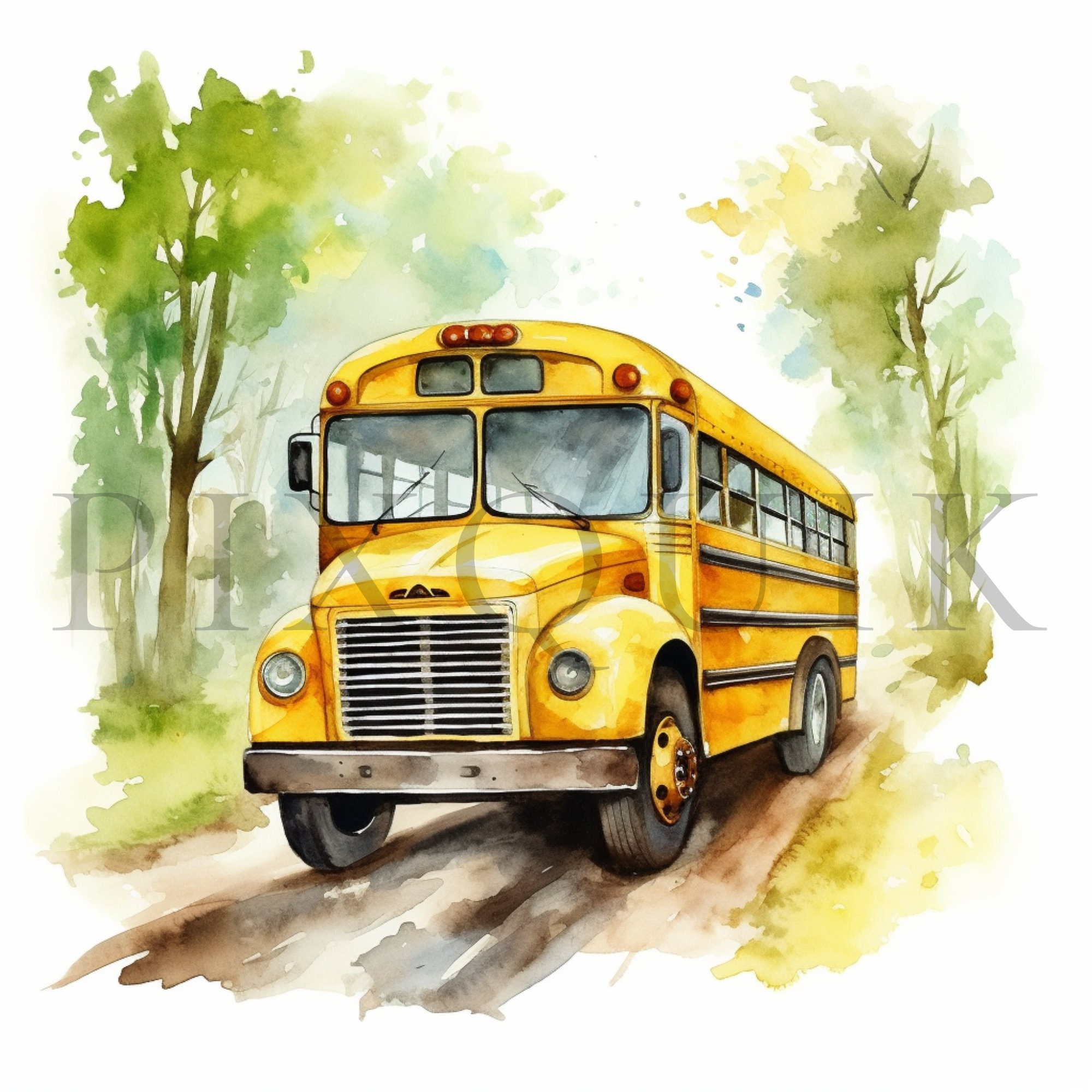 School Bus Clipart 10 High Quality Jpgs Digital Download Bus Clipart ...