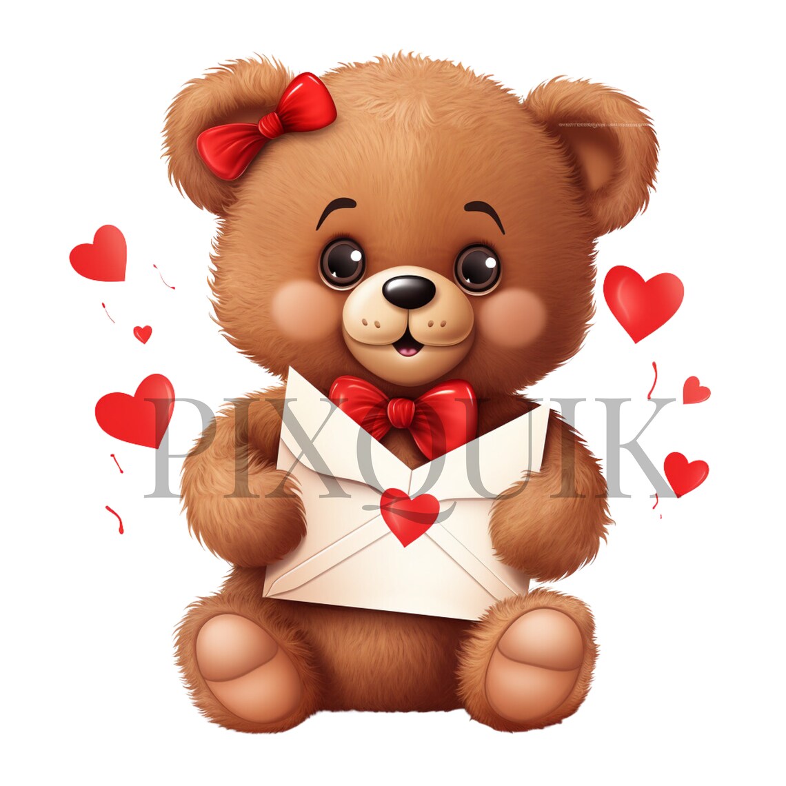 Valentines Teddy Bear Clipart Cute Teddy Bear Digital Download Card ...