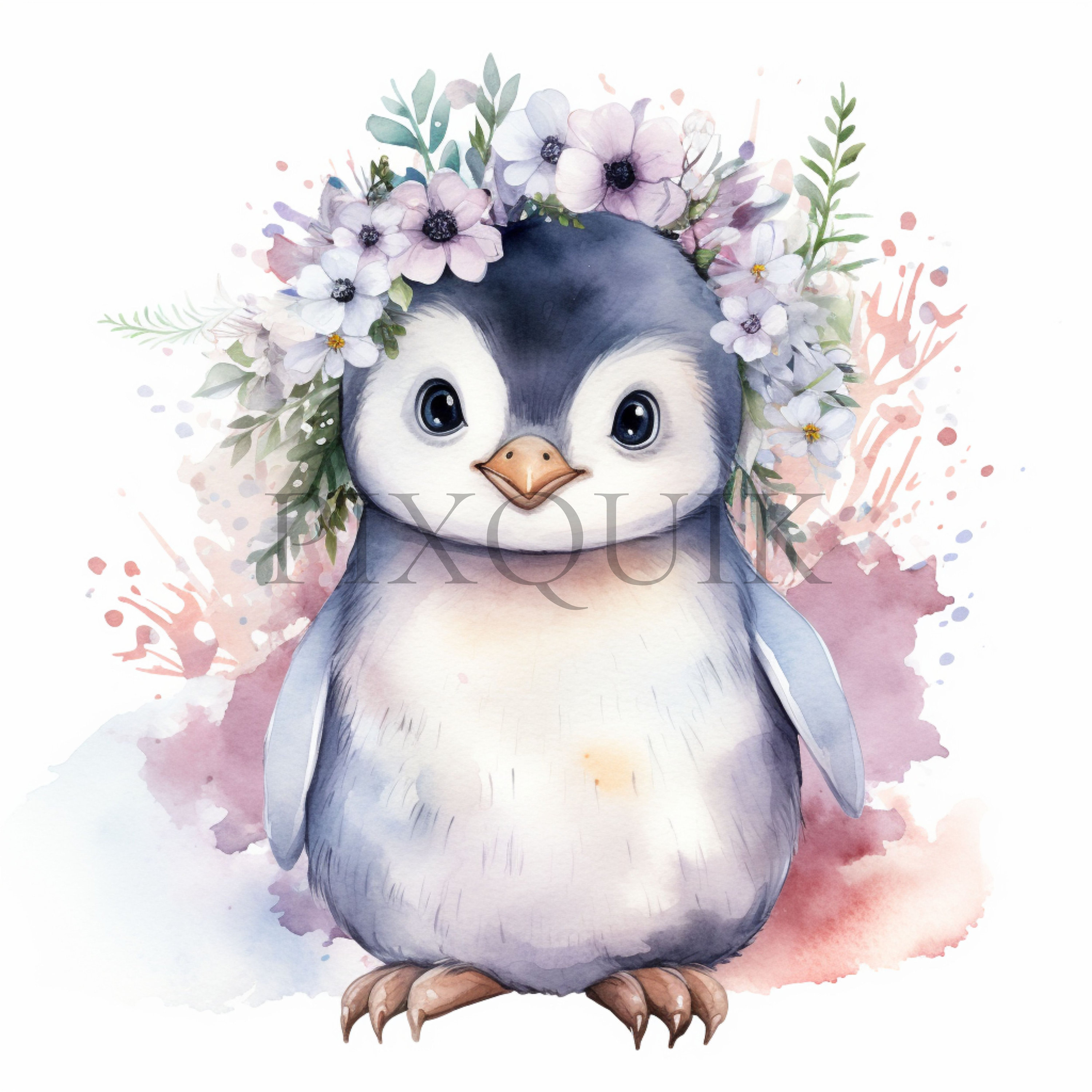 Watercolor Cute Baby Penguins Clipart Bundle 10 High Quality Jpgs ...
