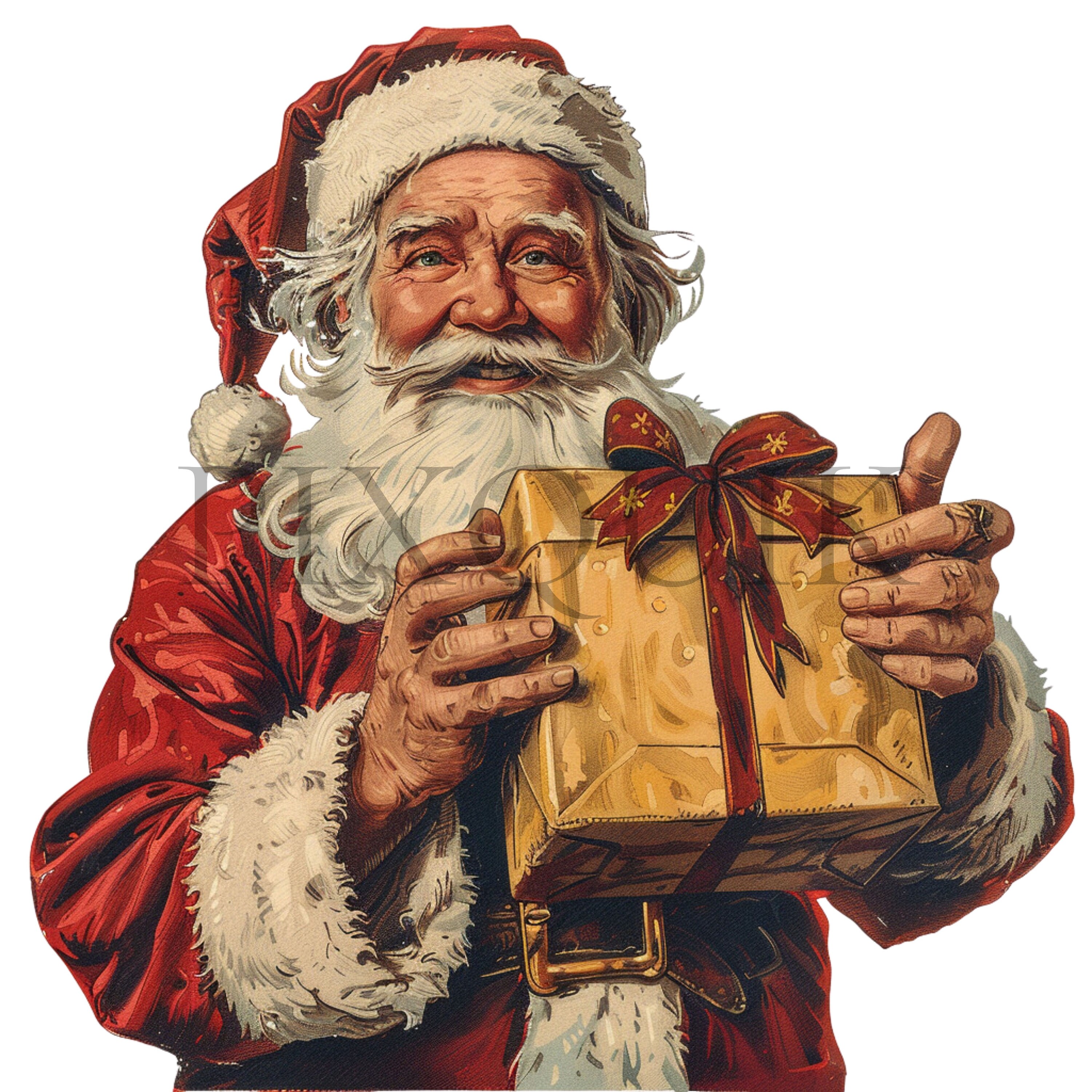 Vintage Santa Clipart | Retro Watercolor Christmas Art (digital ...