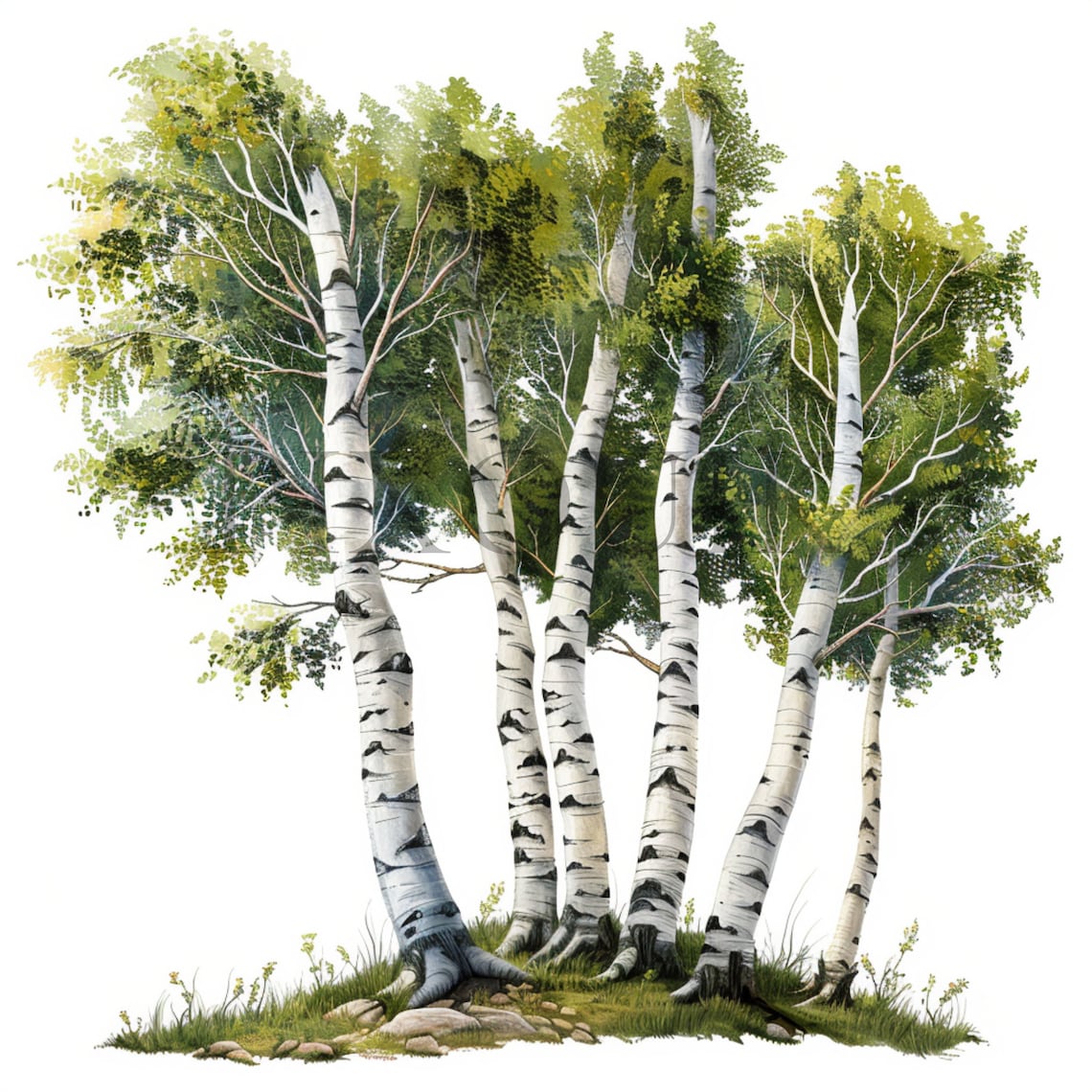 Birch Trees Clipart 10 High Quality Jpgs Botanical Art Digital Download ...