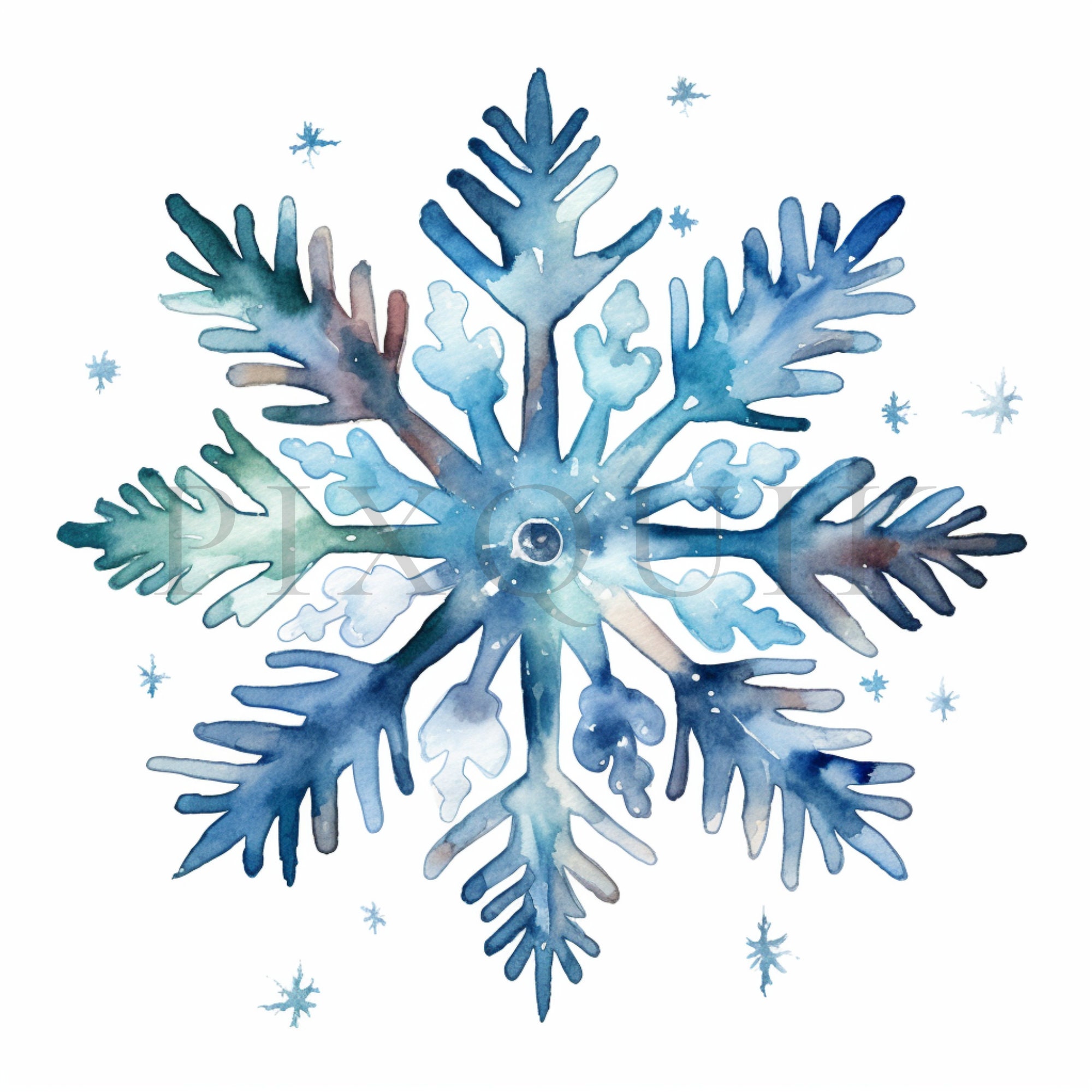 Watercolor Snowflake Clipart 10 High Quality Jpgs Winter Clipart Snow ...