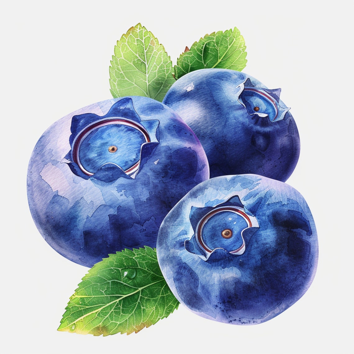 Watercolor Blueberries Clipart 10 High Quality Jpgs Digital Download ...