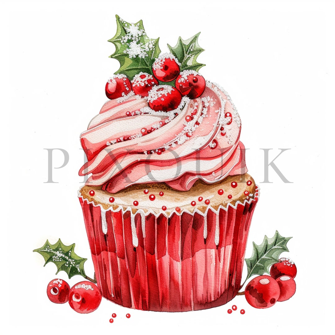 Christmas Cupcake Clipart | 10 High Quality Jpgs | Digital Download ...