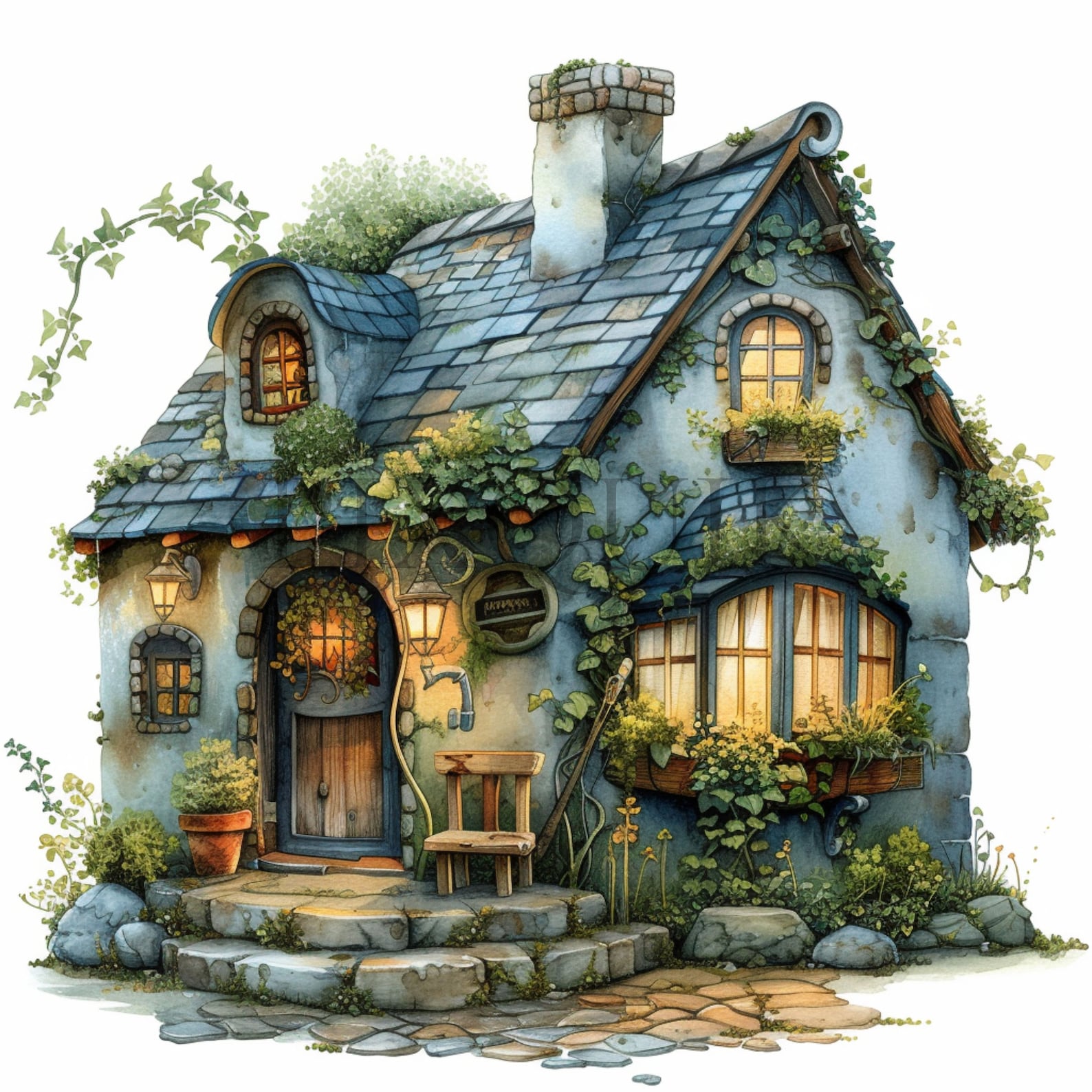 Fairy House Clipart 10 High Quality Jpgs Watercolor Fairy House Fantasy ...