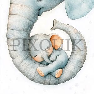 Sleeping Elephant Baby Boy Clipart | 21 High Quality Clipart | Adorable ...