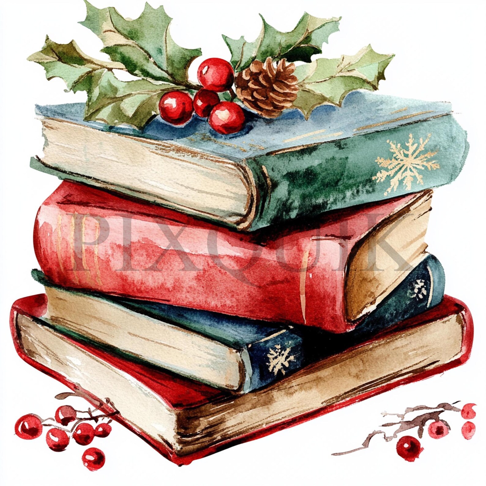 Vintage Christmas Book Clipart | Holiday Illustration (digital Download ...
