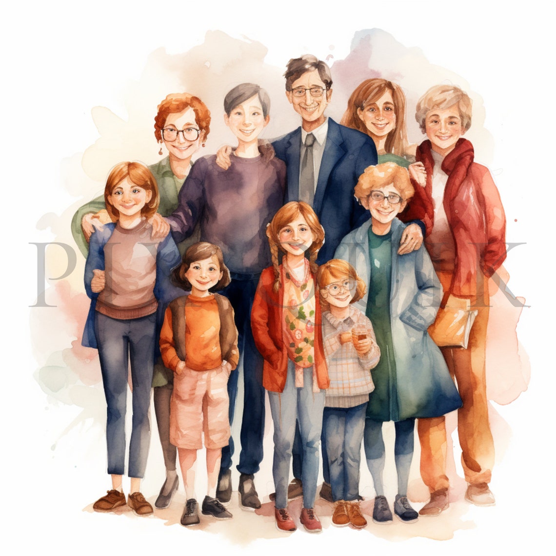 Watercolor Family Clipart 12 High Quality Jpgs Family Gathering Clipart ...