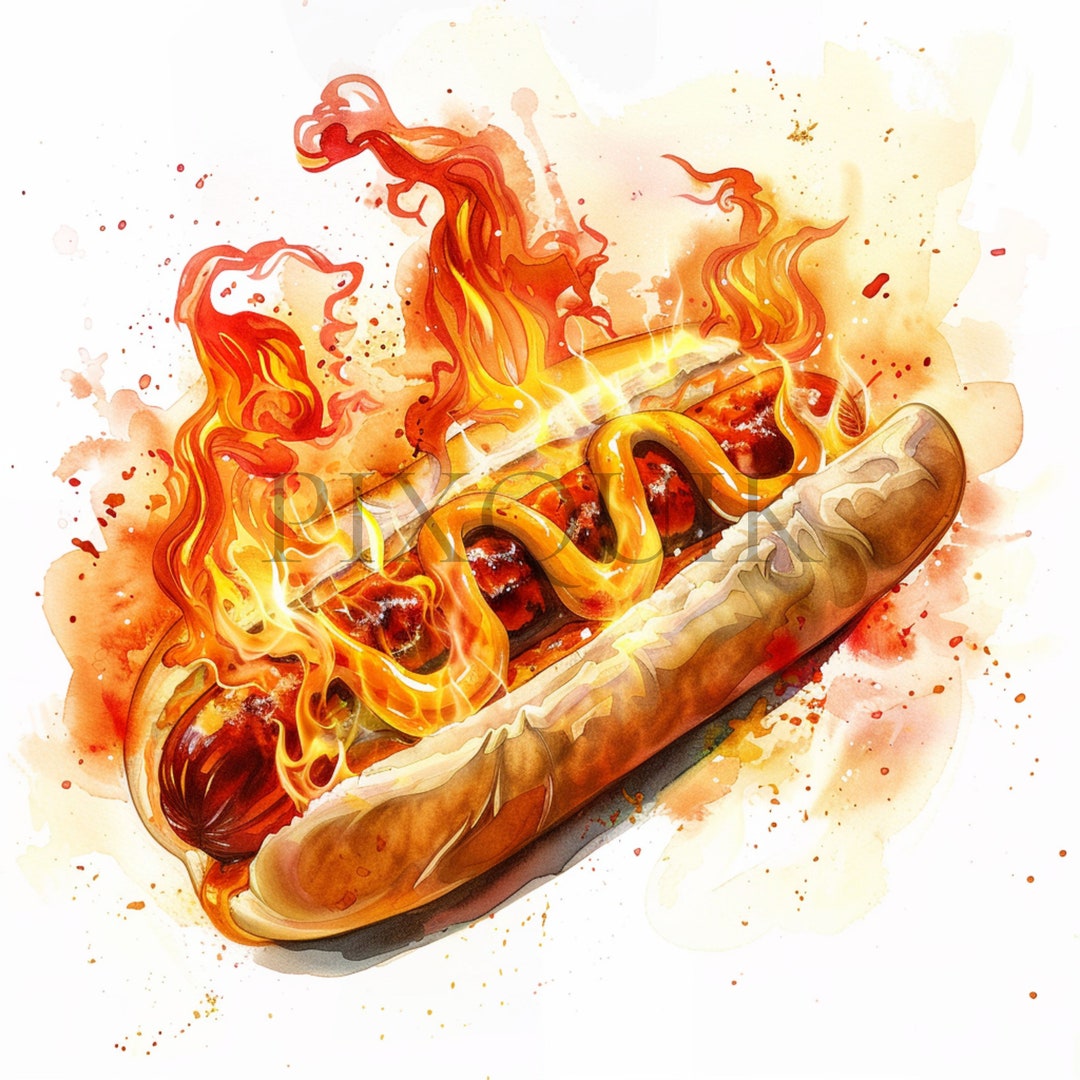 Fire Hot Dog Clipart | 10 High Quality Jpgs | Fast Food | Food Clipart ...