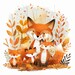 Fall Fox Family Clipart | Autumn Animals (digital Download) - Etsy