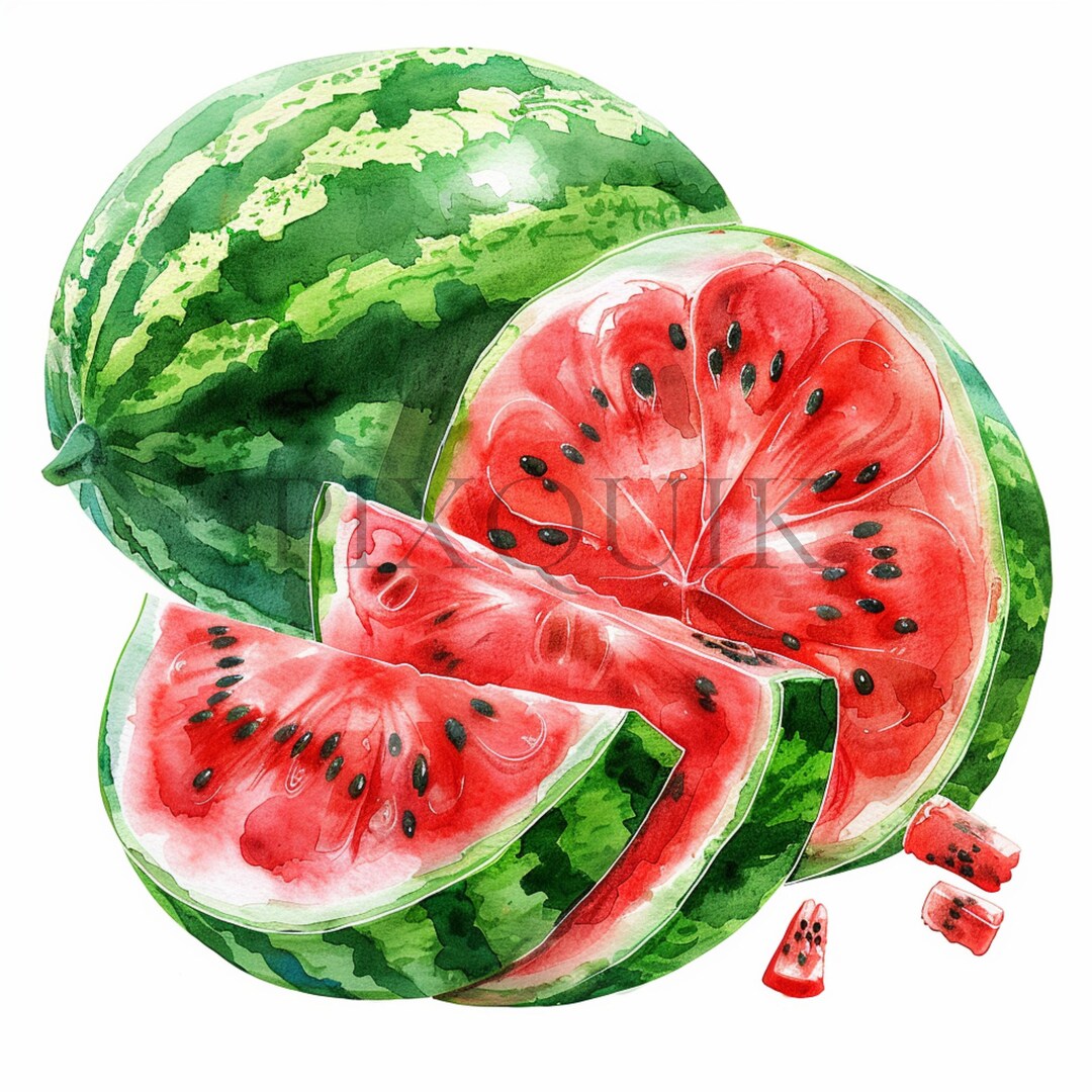 Watercolor Watermelon Clipart | Summer Fruit Jpgs (instant Download) - Etsy