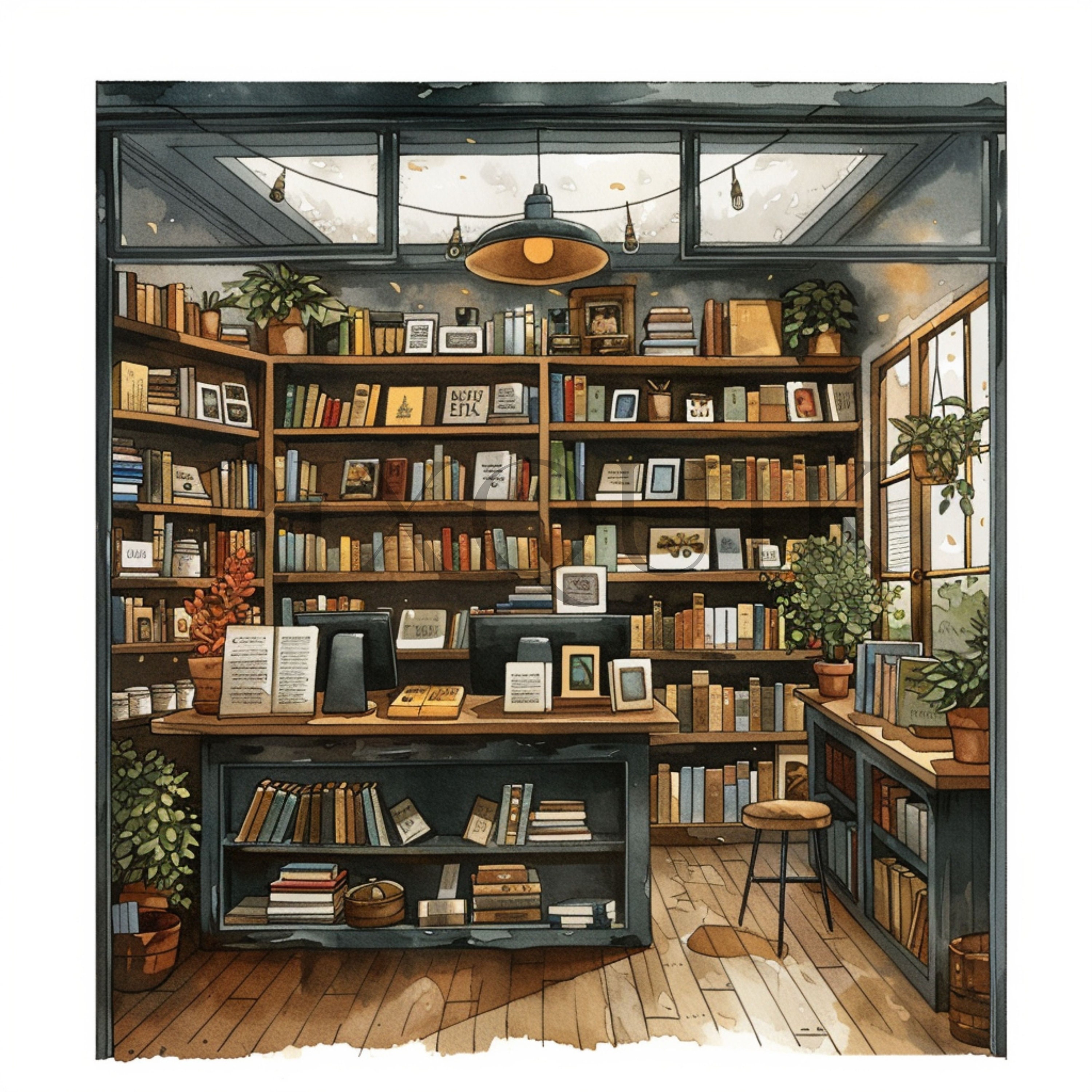 Watercolor Bookstore Clipart | 10 High Quality Jpgs | Bookstore Clipart ...