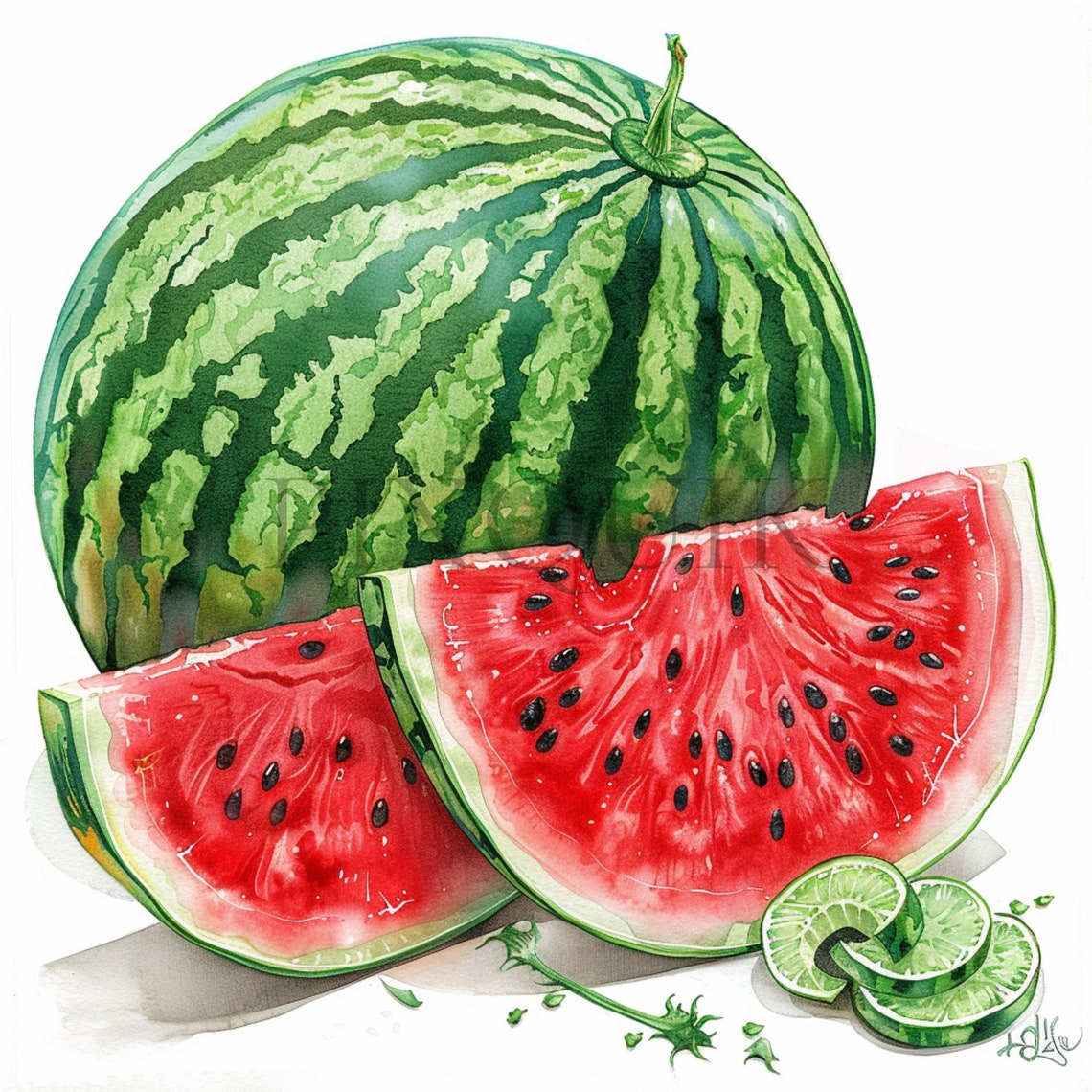 Watercolor Watermelon Clipart | Summer Fruit Jpgs (instant Download) - Etsy