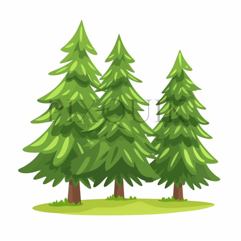 Pine Tree Watercolor Illustrations 10 High-quality Images Woodland Tree ...