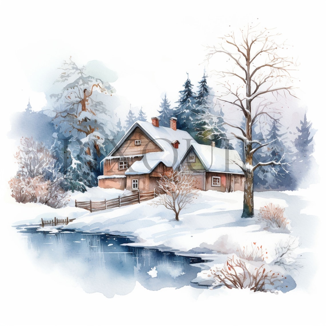 Watercolor Winter Clipart 10 High-quality Jpgs Digital Download Winter ...