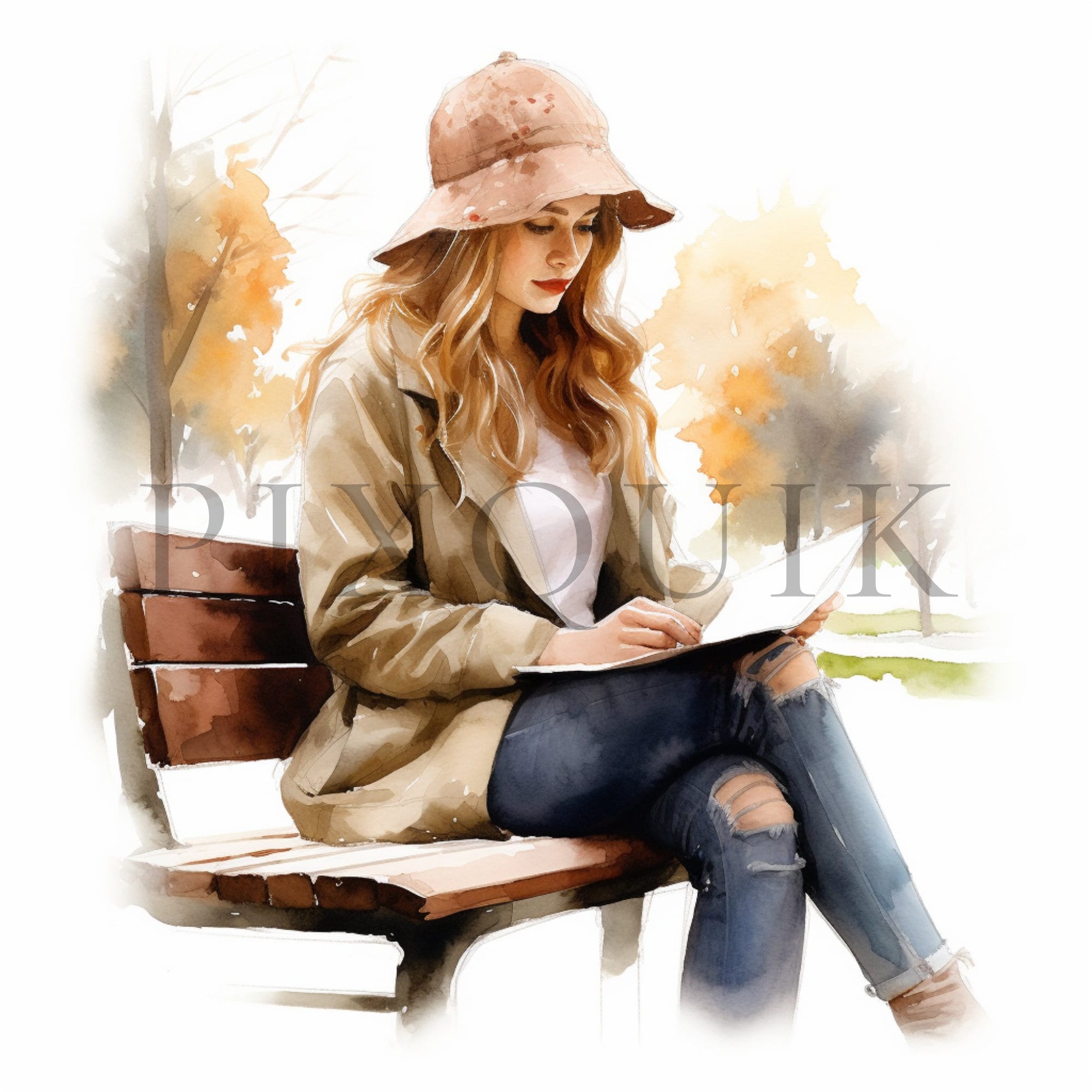 Girl Reading Clipart 10 High Quality Jpgs Digital Download Reading ...