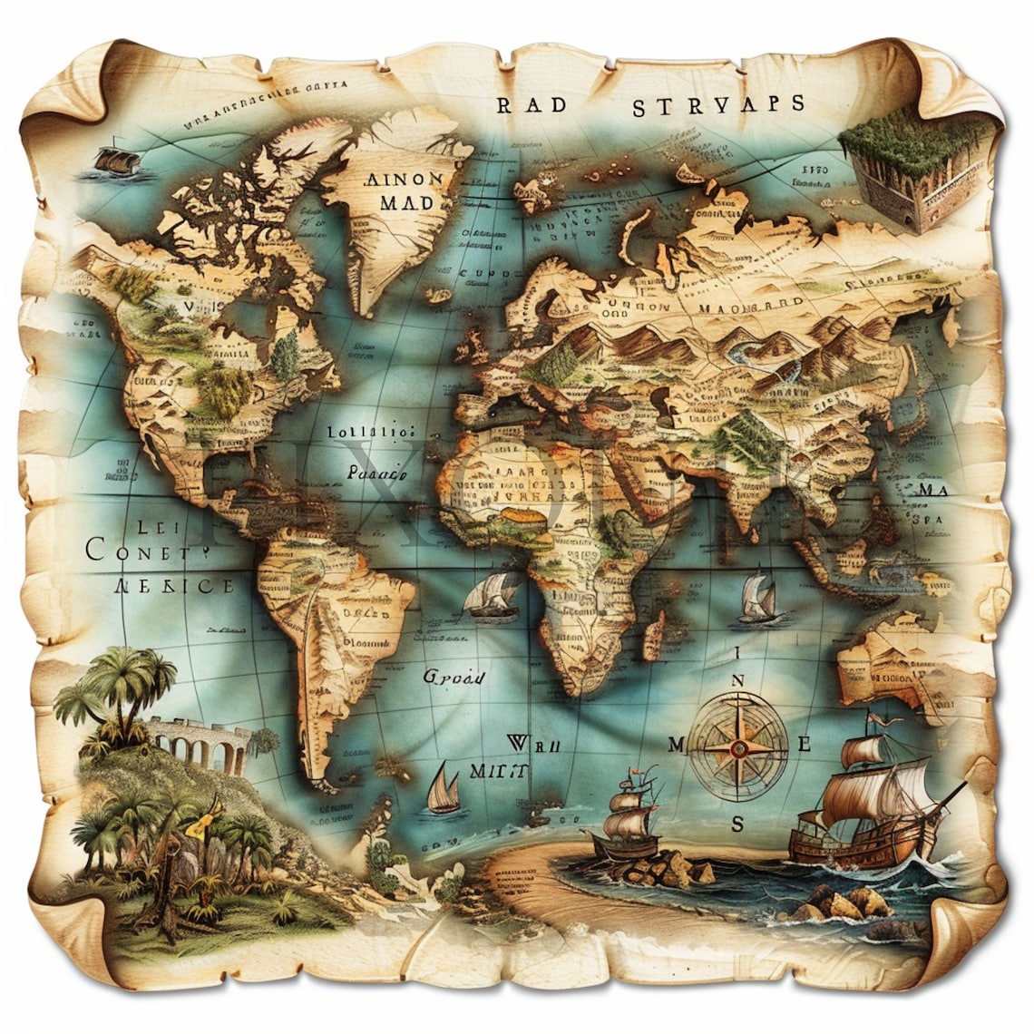 Map Clipart Vintage Map Clipart Old Map Clipart 10 High Quality JPG ...