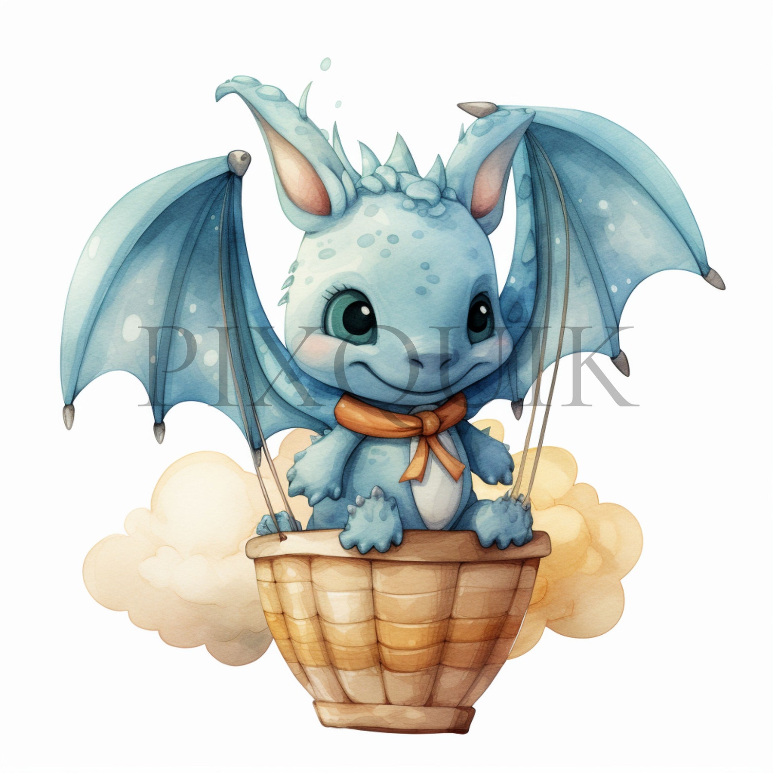 Hot Air Balloon Dragon Clipart Set 10 High Quality Jpgs Magical Dragon ...