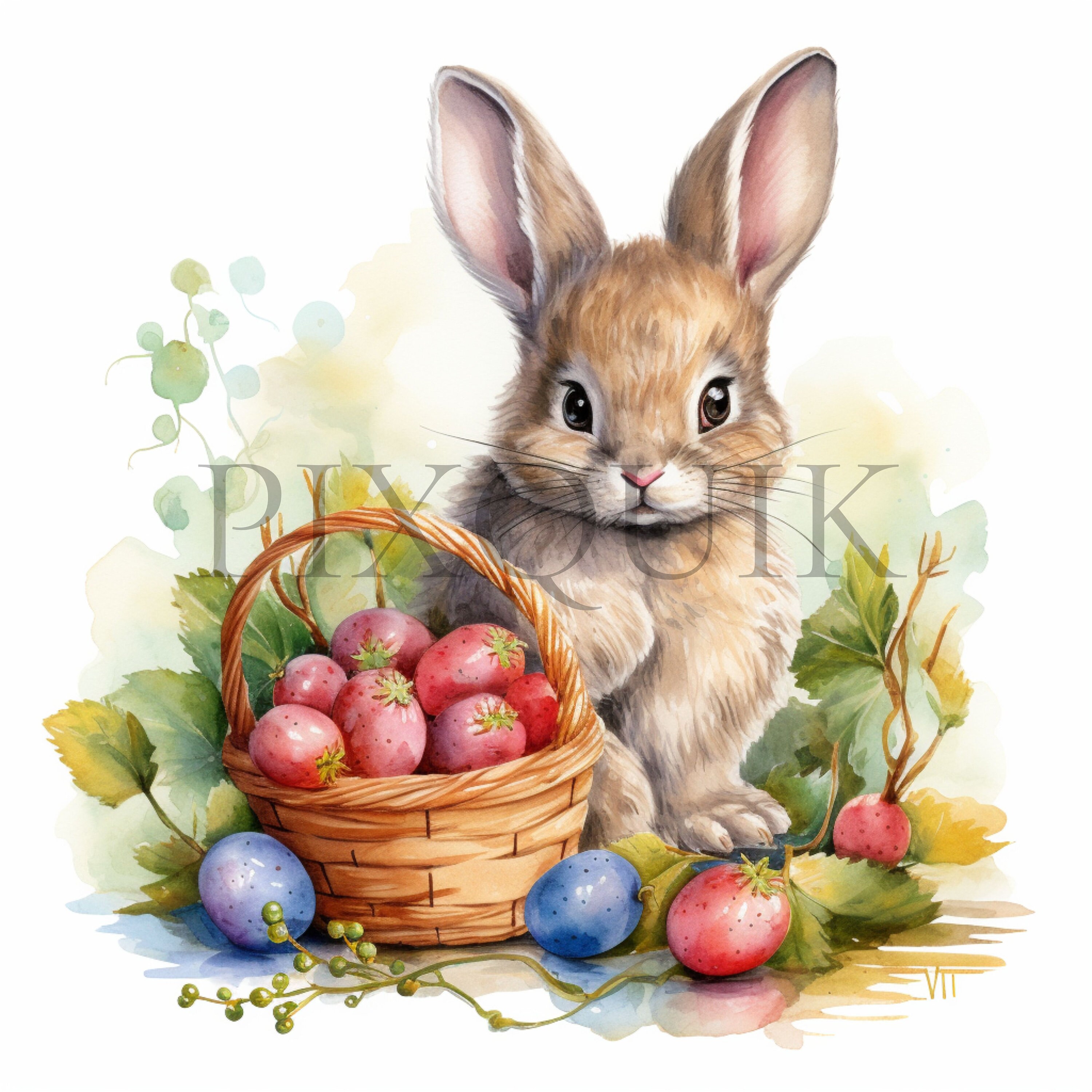 Watercolor Easter Bunny Clipart 10 High Quality Jpgs Spring Clipart ...