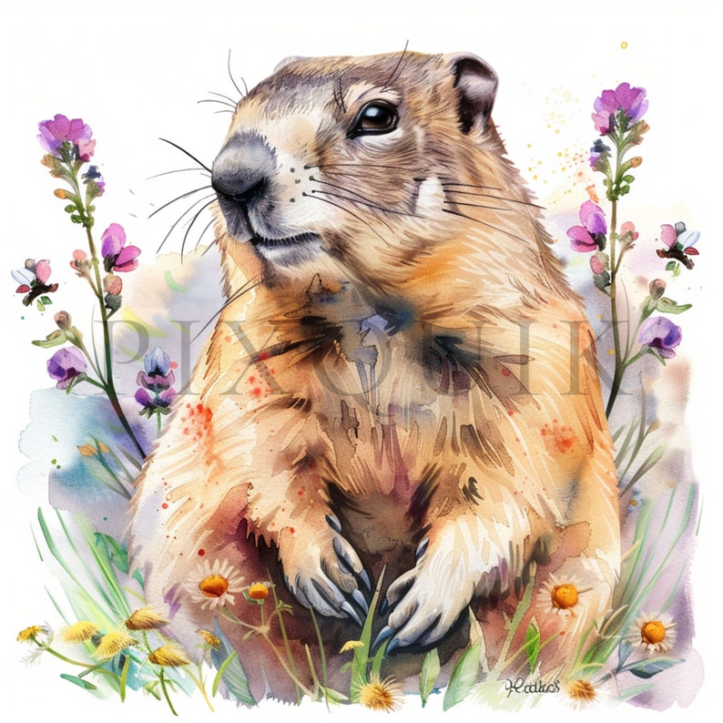 Groundhog Watercolor Clipart | Groundhog's Day JPG (digital Download ...