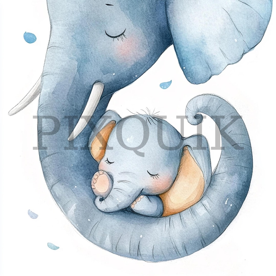 Sleeping Elephant Baby Boy Clipart | 21 High Quality Clipart | Adorable ...