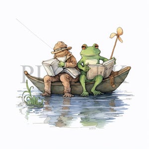 Frog and Toad Fishing Clipart | Whimsical Animal Art (digital Download ...
