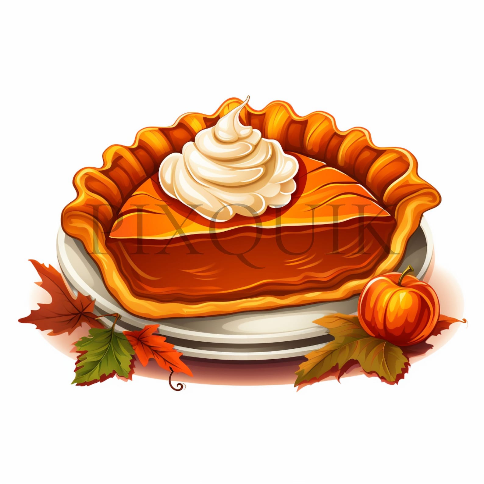 Watercolor Pumpkin Pie Clipart | Fall Harvest Illustration (digital ...
