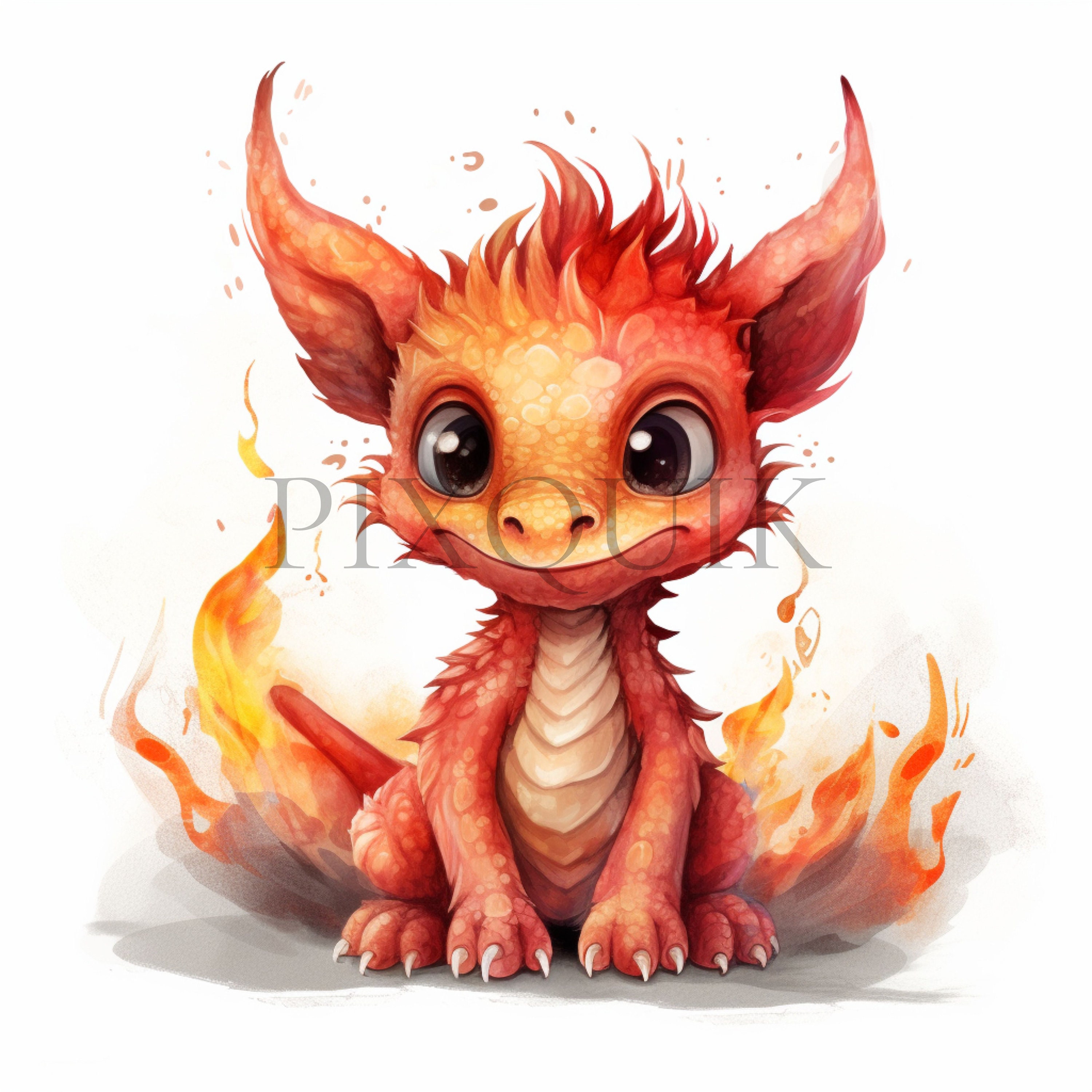 Fire Baby Dragon Clipart 10 High Quality Jpgs Instant Digital Download ...