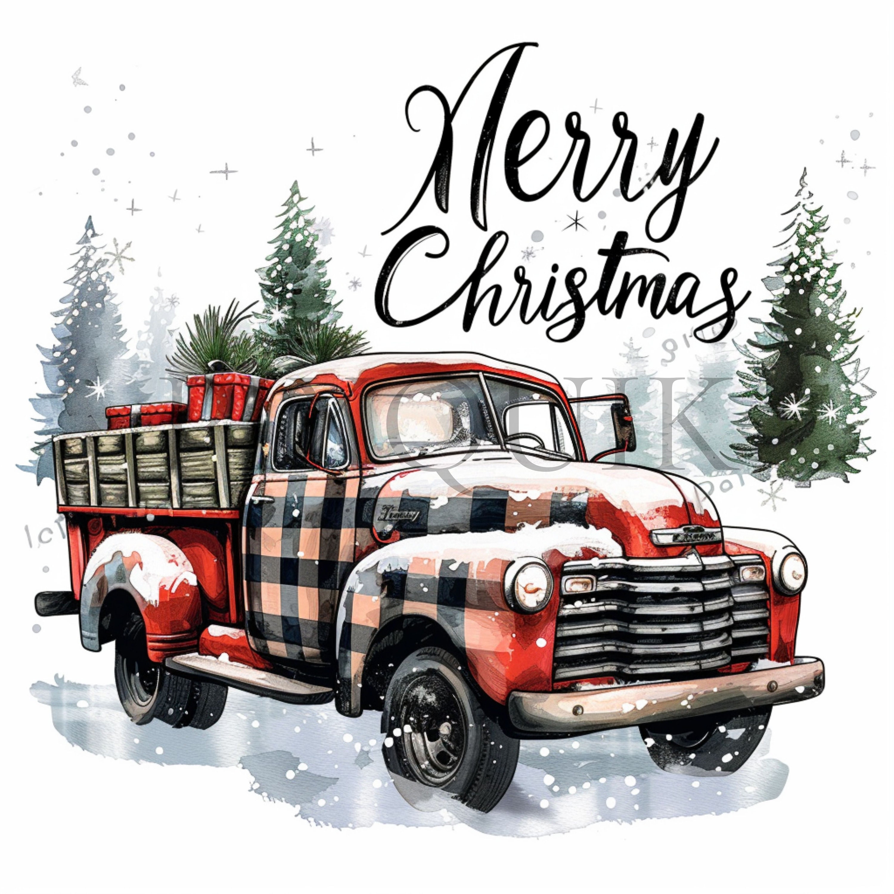 Merry Christmas Truck Clipart 10 High Quality Jpgs Festive Truck ...
