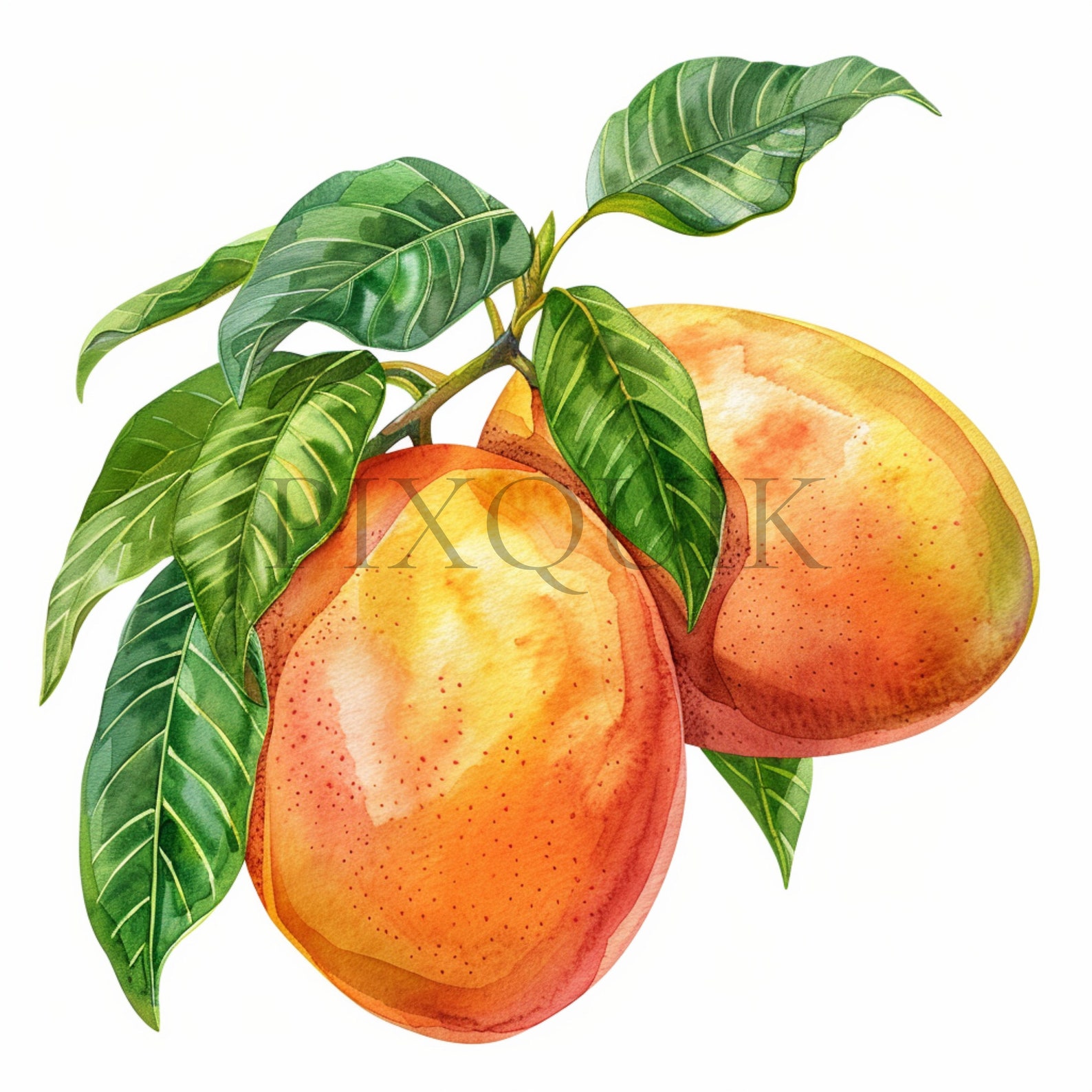 Watercolor Mango Clipart 10 High Quality JPG Citrus Fruits Commercial ...