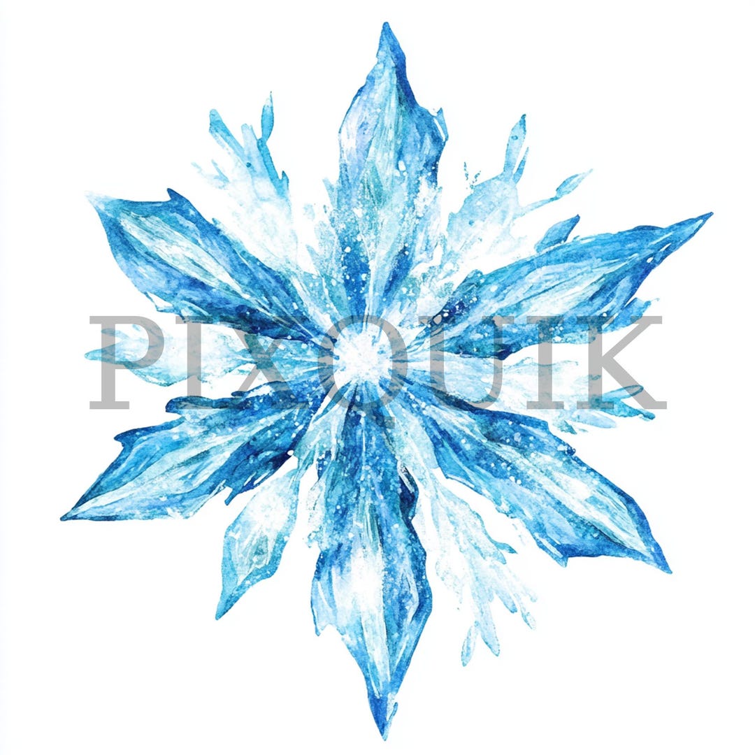 Watercolor Snowflake Clipart: Ice Crystal Art (10 JPG Files) - Etsy