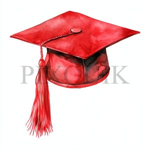 Graduation Red Cap Clipart | 10 High Quality Jpg's and PNG | Graduation ...
