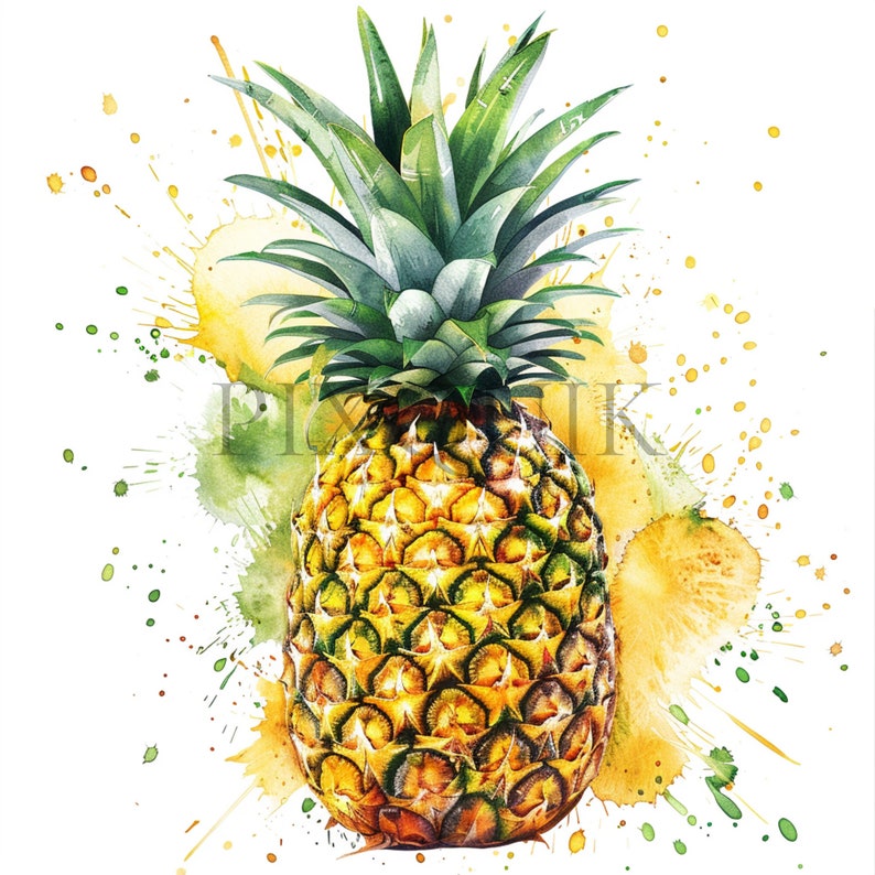 Watercolor Pineapple Clipart 10 High Quality Jpgs fruit Clipart ...