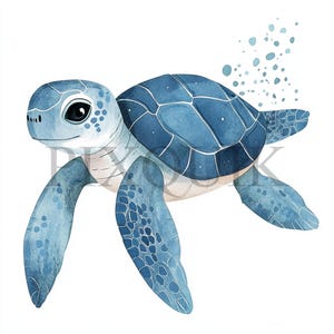 Watercolor Sea Turtle Clipart: Ocean Life Illustration (10 JPG & PNG ...