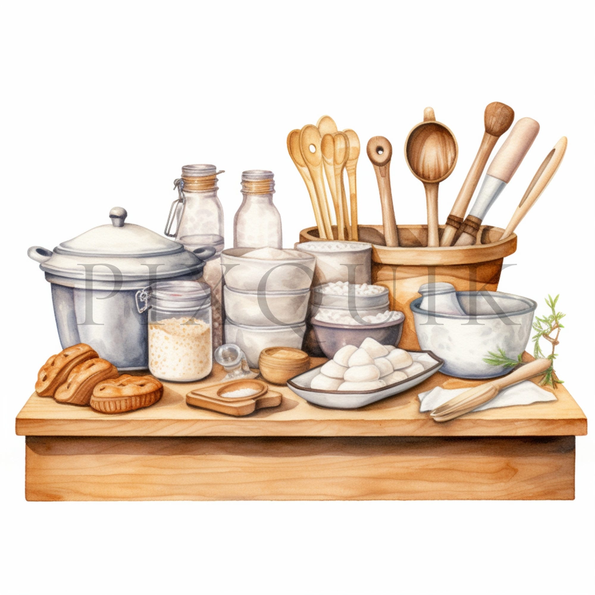 Watercolor Baking Clipart | Country Kitchen Illustration (digital ...