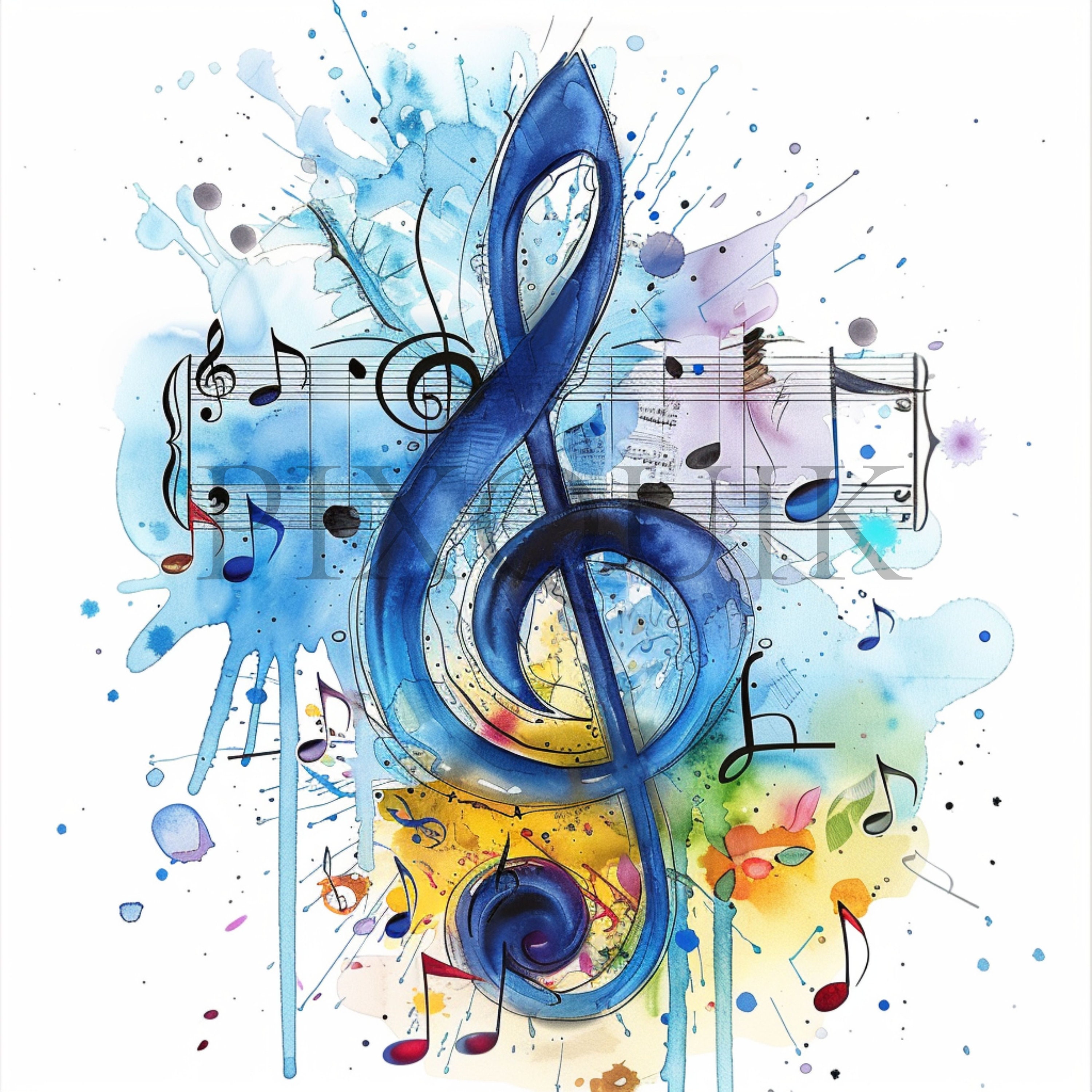 Watercolor Music Notes Clipart | High Resolution Jpgs (digital Download ...
