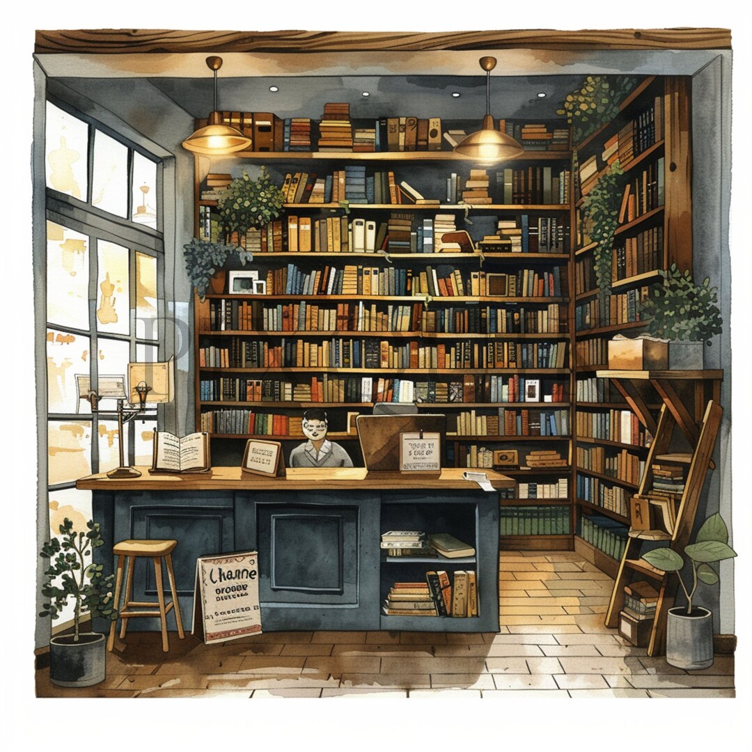 Watercolor Bookstore Clipart | 10 High Quality Jpgs | Bookstore Clipart ...