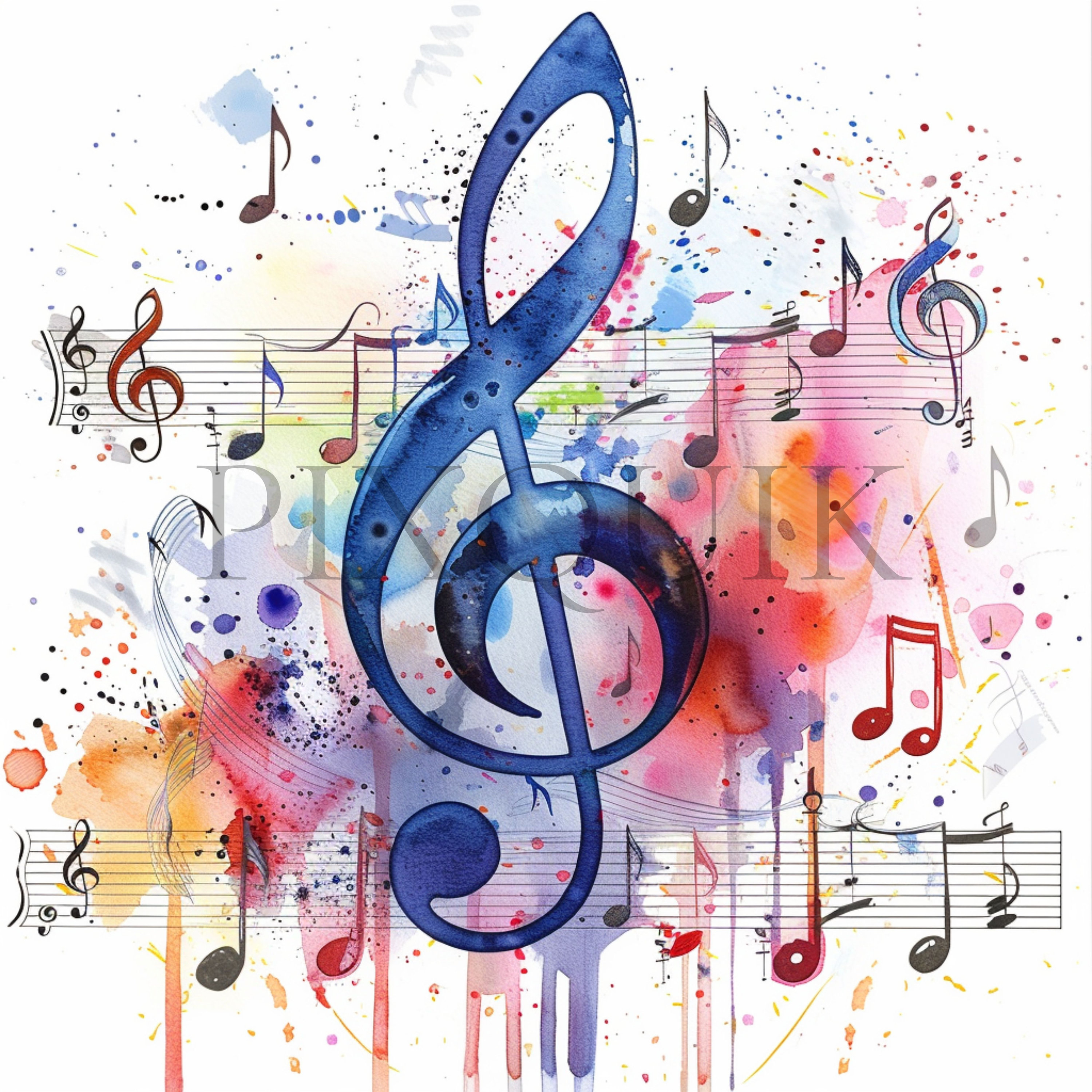 Watercolor Music Notes Clipart | High Resolution Jpgs (digital Download ...