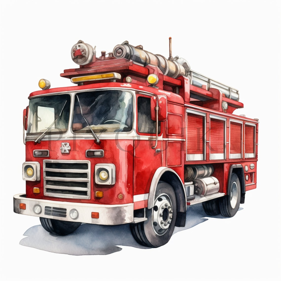 Fire Truck Clipart 10 High Quality Jpgs Instant Digital Download Fire ...