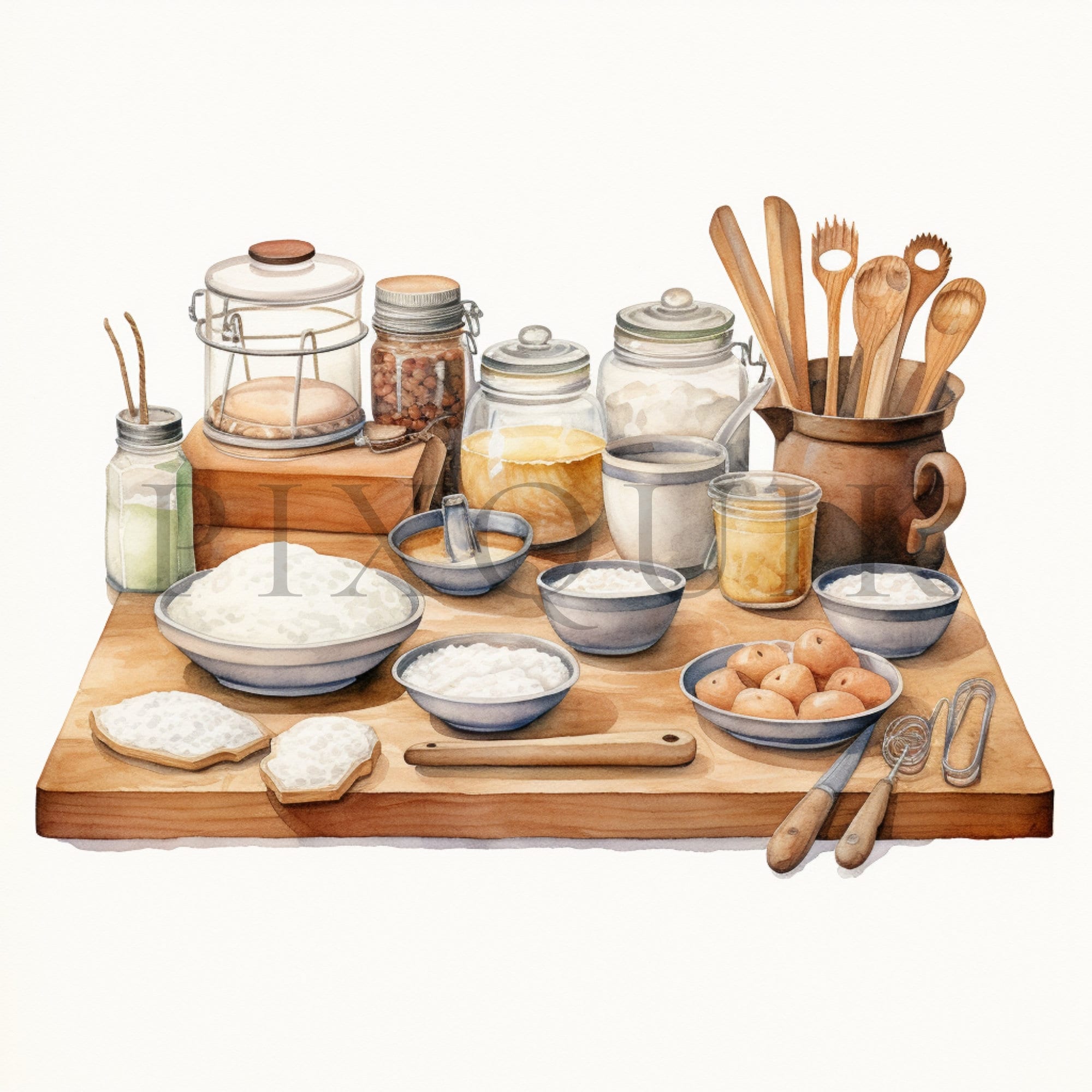 Watercolor Baking Clipart | 10 High Quality Jpgs | Digital Download ...