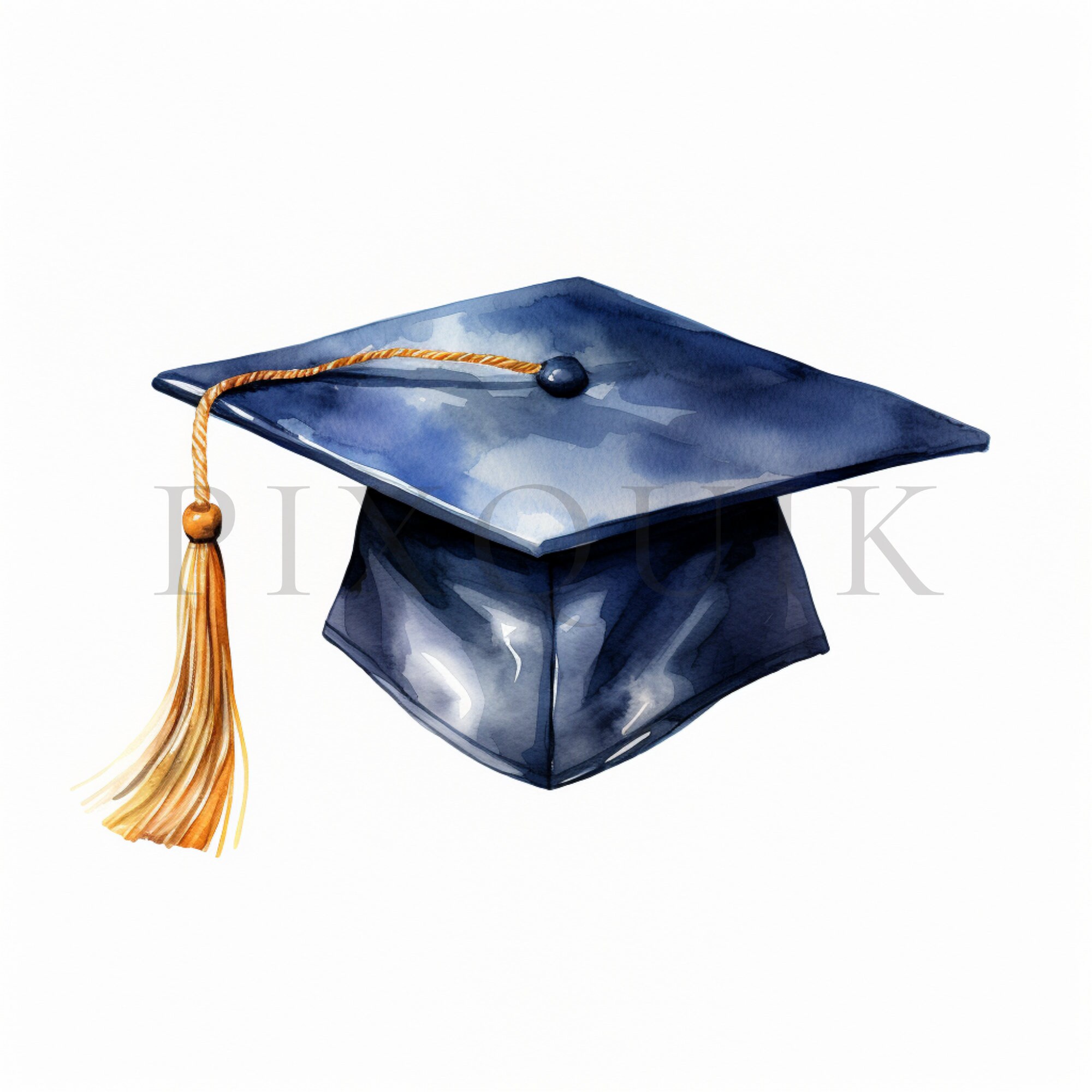 Watercolor Graduation Cap Clipart - 10 High Quality Jpgs | Digital ...