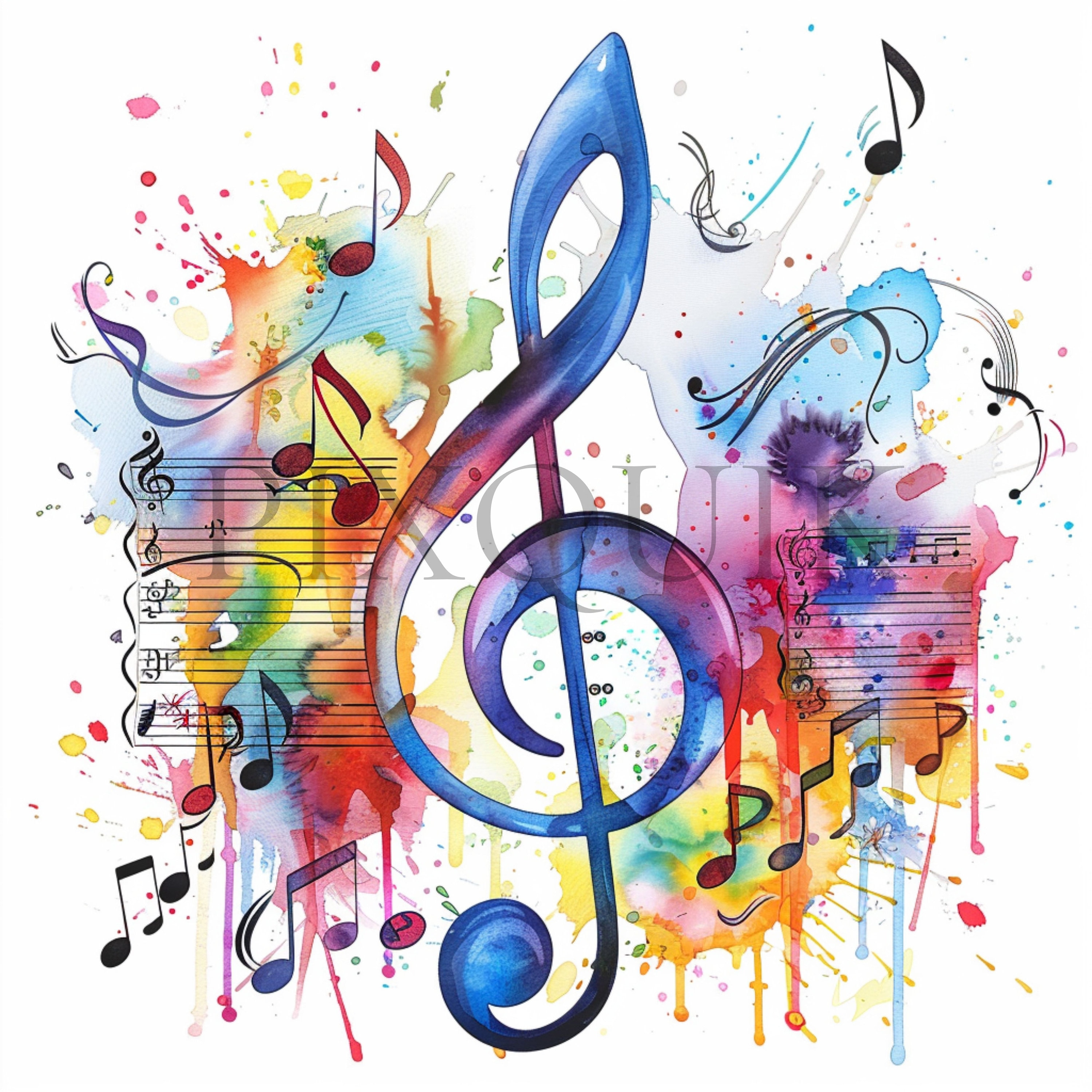 Watercolor Music Notes Clipart 10 High Quality Jpgs Digital Download ...