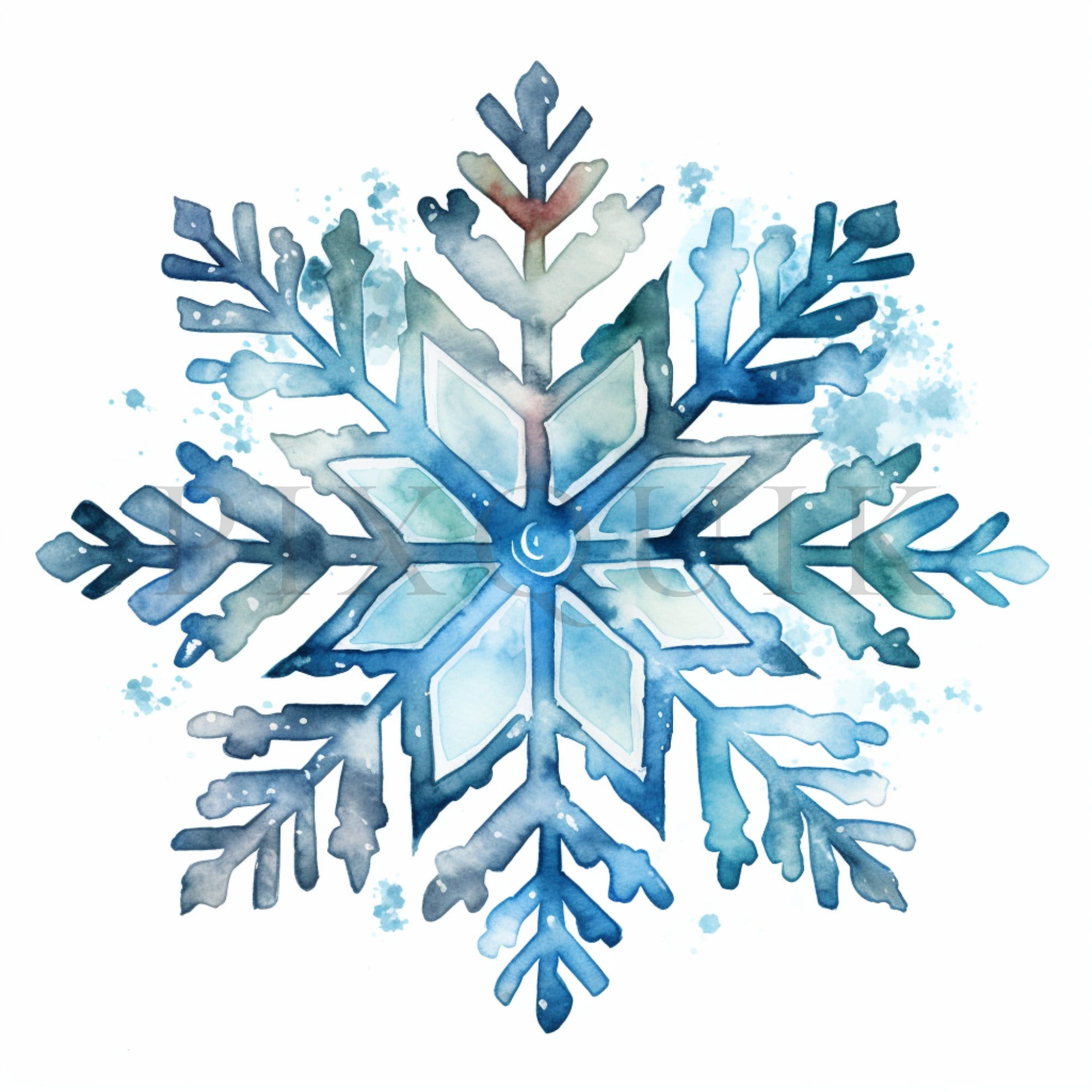 Watercolor Snowflake Clipart 10 High Quality Jpgs Winter Clipart Snow ...