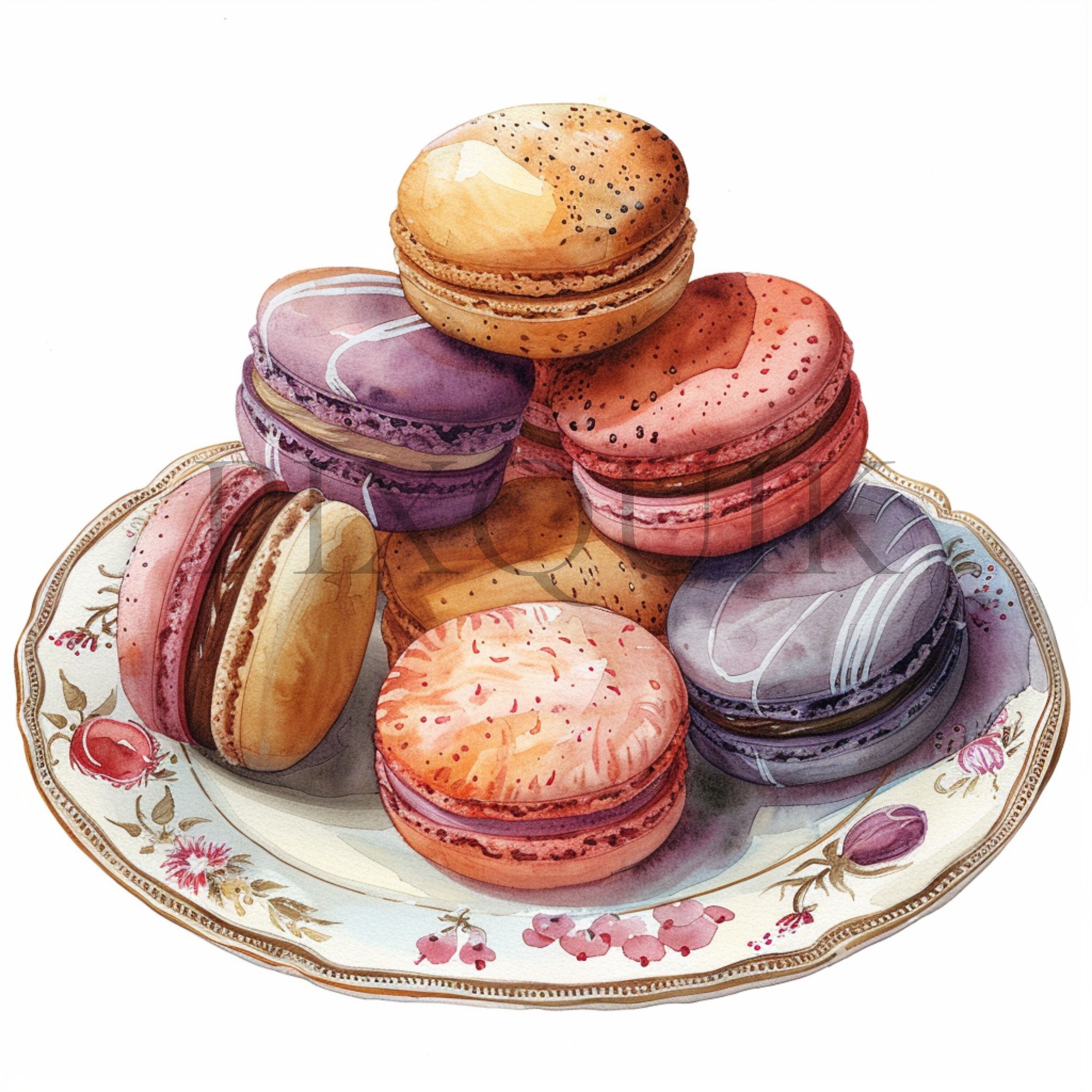 Watercolor French Macarons Clipart | Bakery Illustration (digital ...