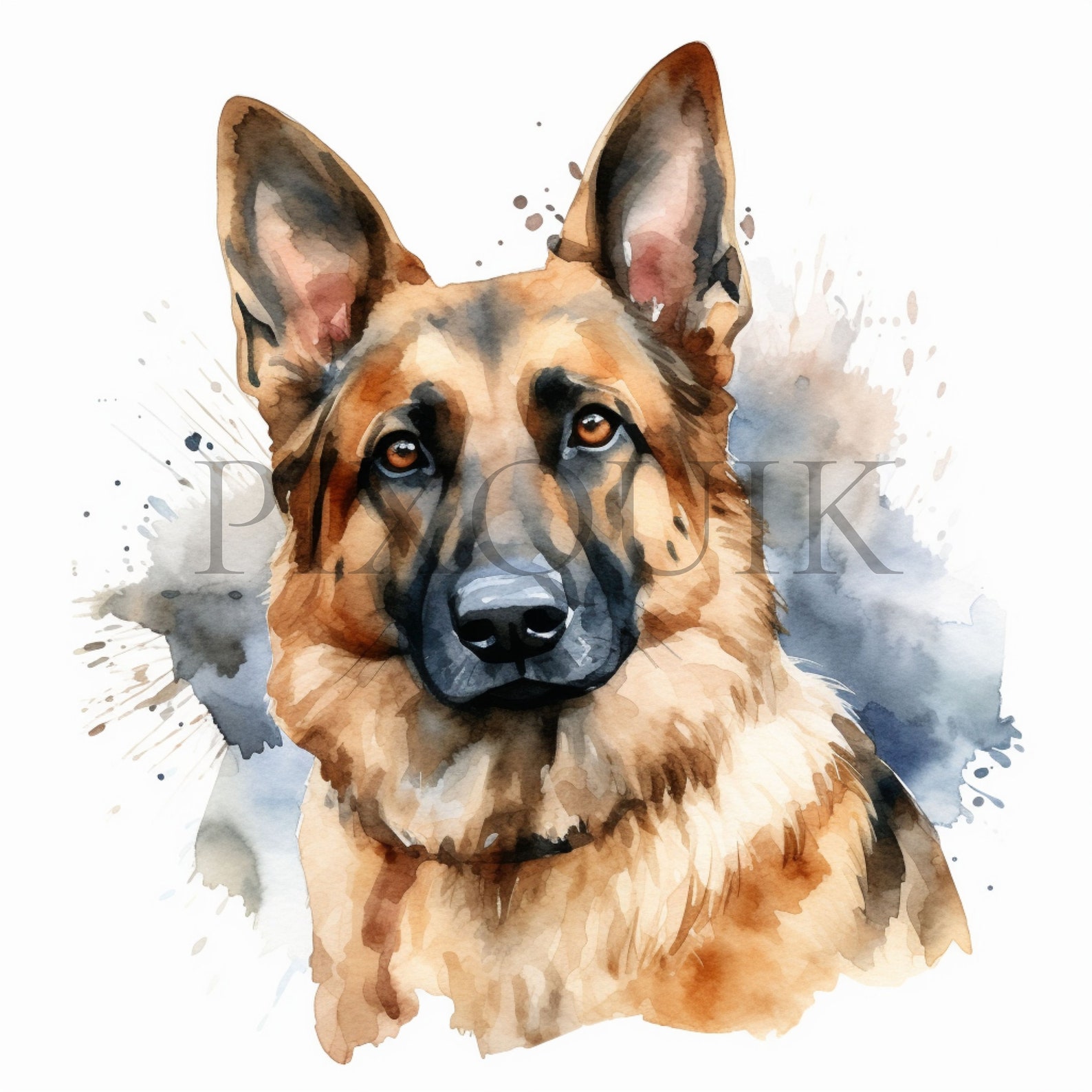 Watercolor German Shepherd Clipart 10 High Quality Jpgs Instant Digital ...