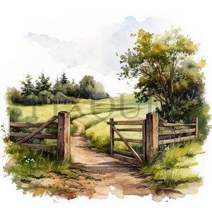 Watercolor Countryside Clipart | 10 High Quality Jpg's | Digital ...