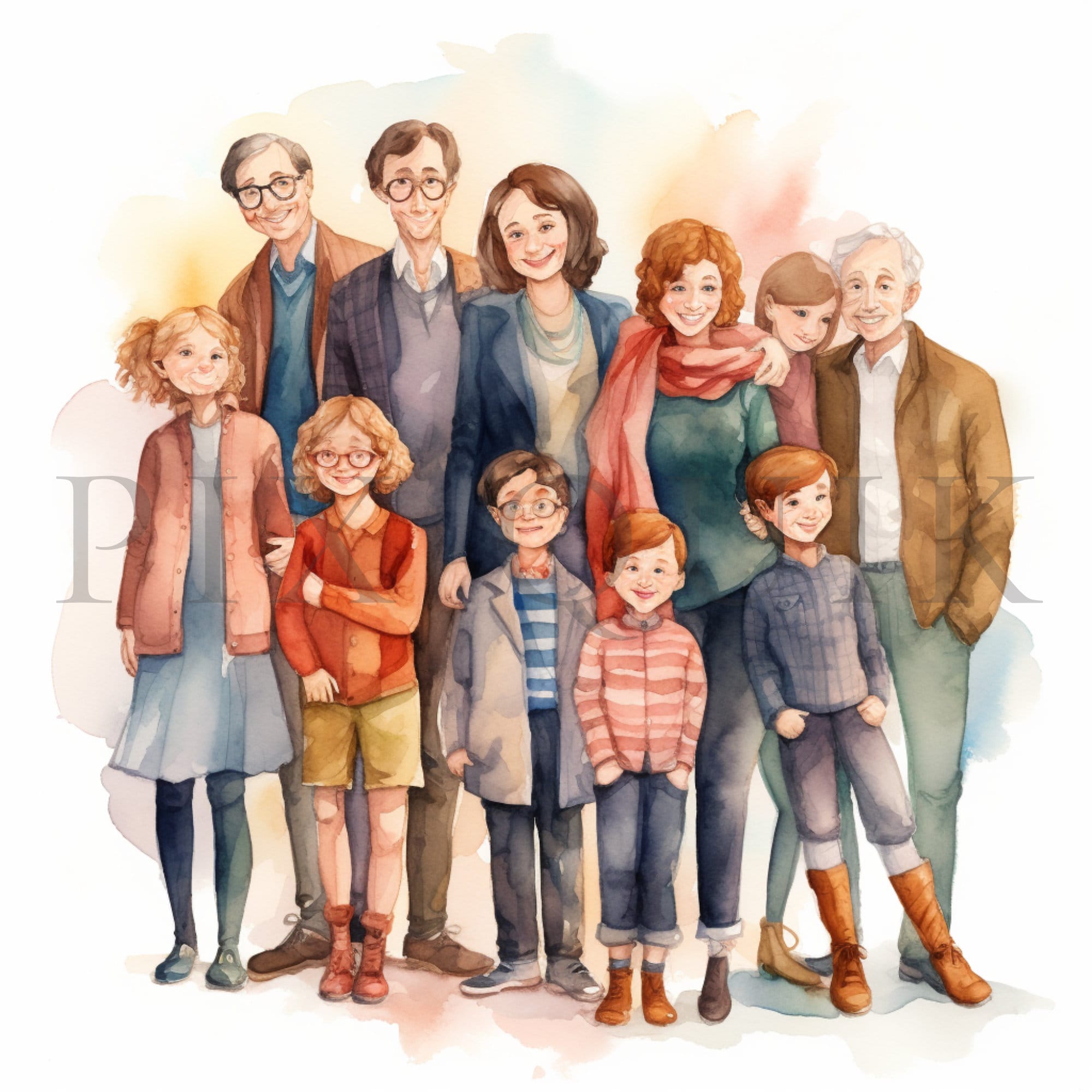 Watercolor Family Clipart 12 High Quality Jpgs Family Gathering Clipart ...